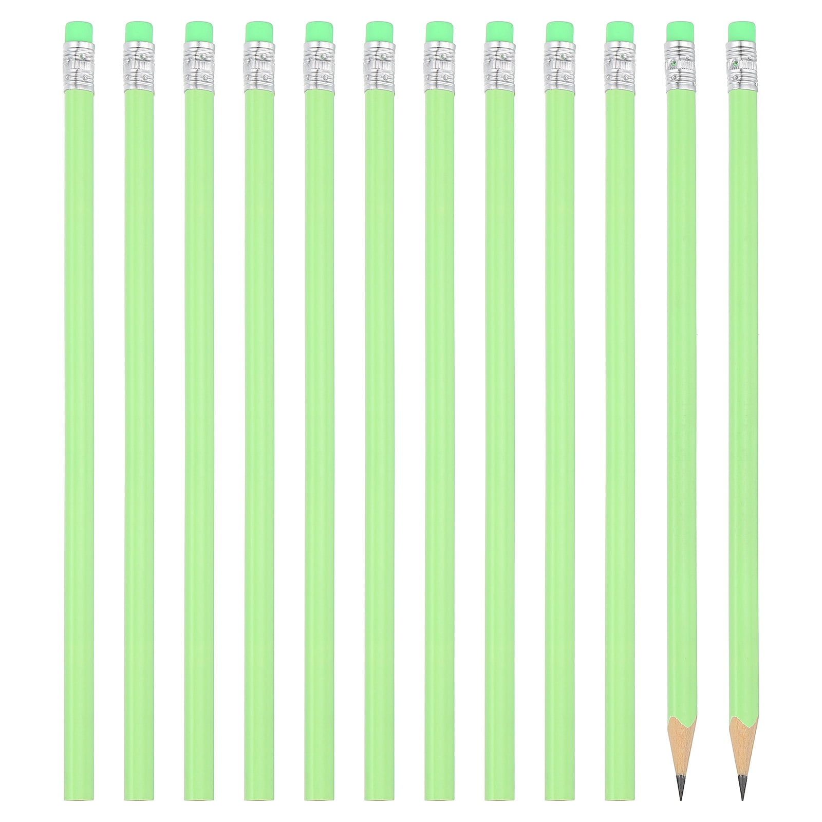 Uxcell Round Pencils, 12 Pack Triangle HB Graphite Pencil with Eraser ...