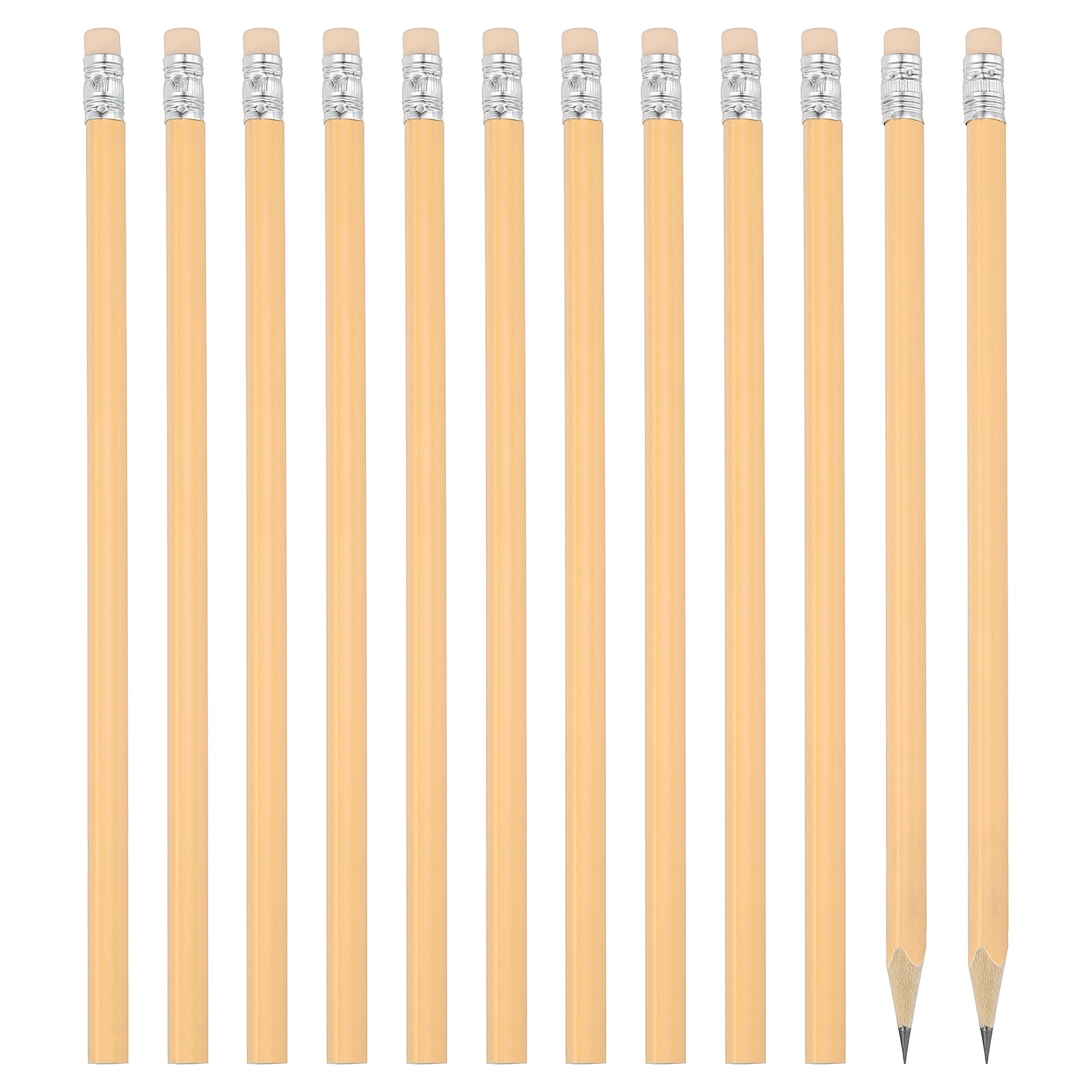 Uxcell Round Pencils, 12 Pack Triangle HB Graphite Pencil with Eraser ...