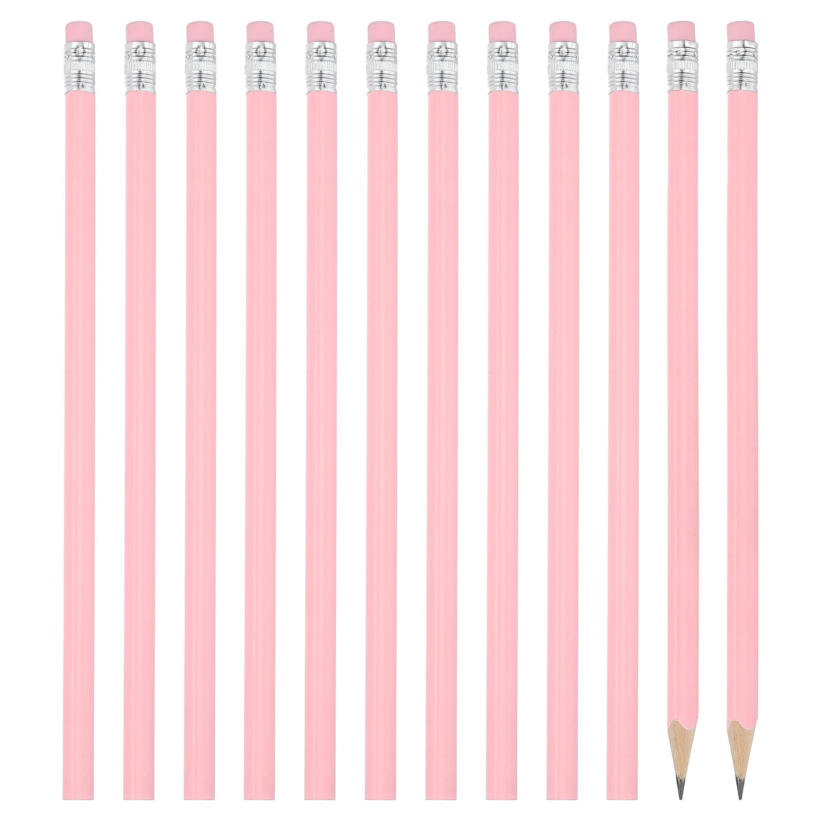 Uxcell Round Pencils, 12 Pack Triangle HB Graphite Pencil with Eraser ...