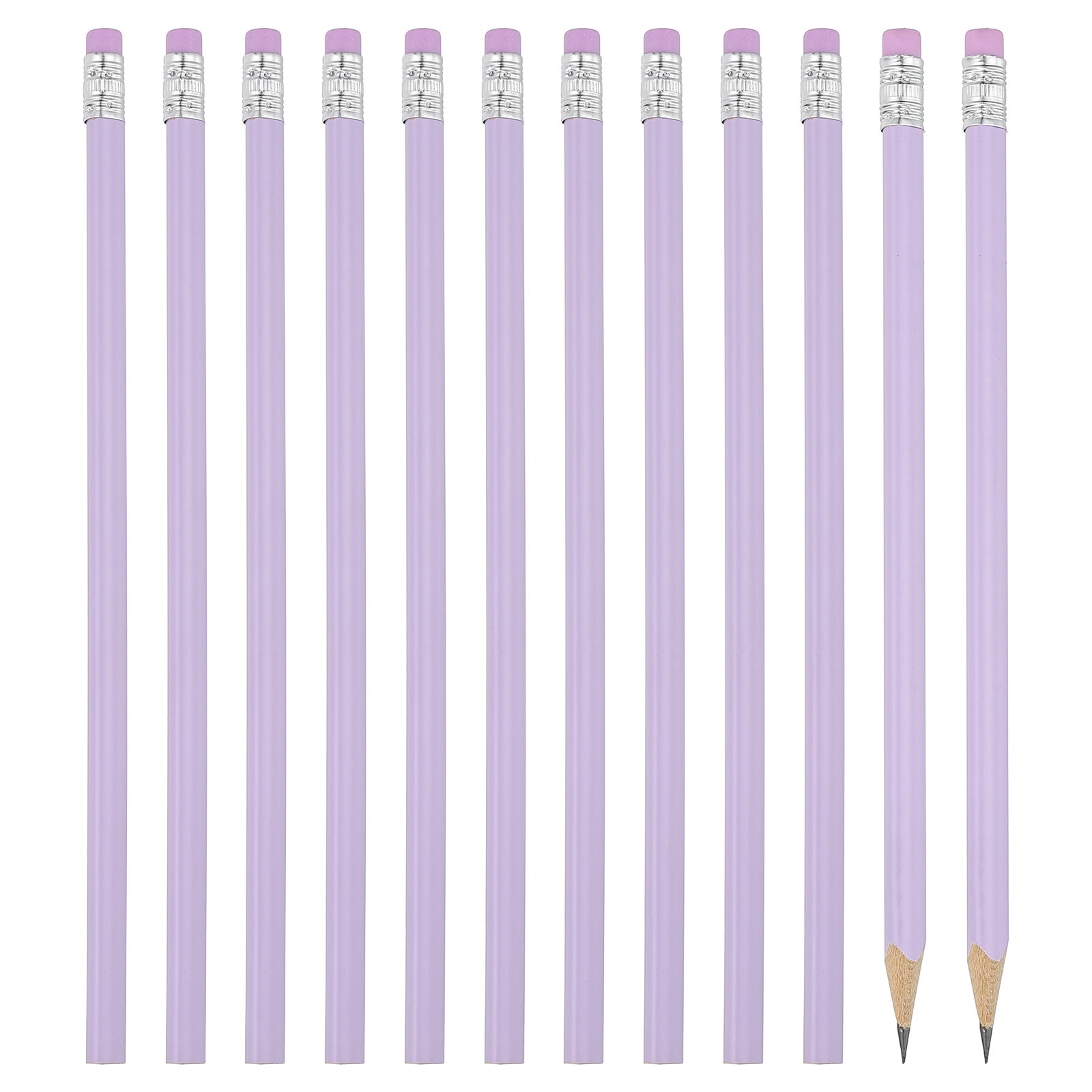 Uxcell Round Pencils, 12 Pack Triangle HB Graphite Pencil with Eraser ...