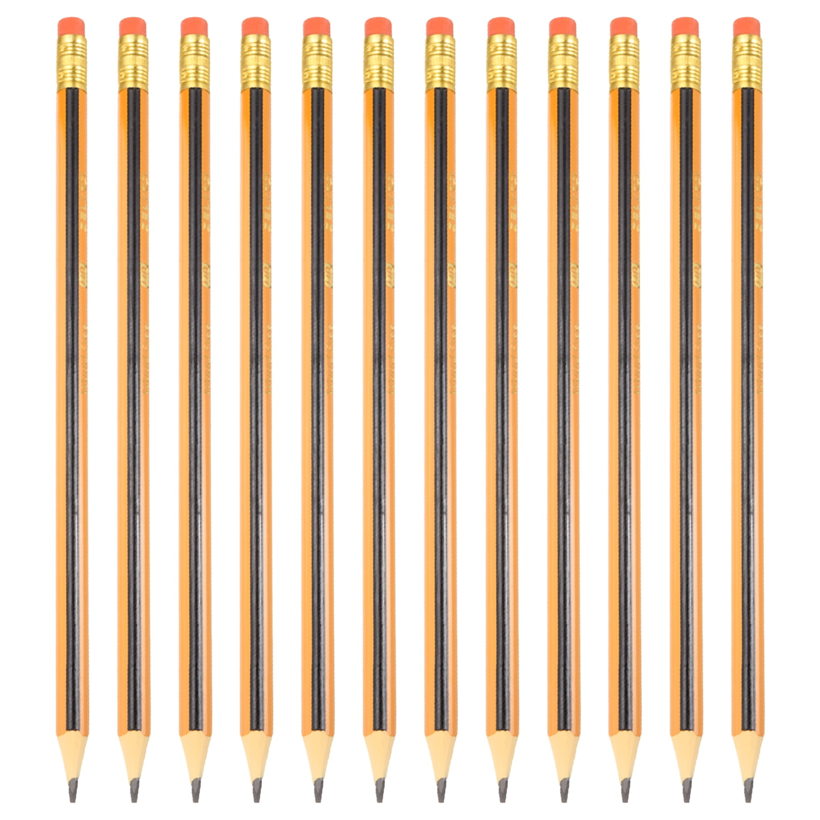 Uxcell Round Pencils, 12 Pcs HB Graphite Pencil with Eraser, Red Black ...