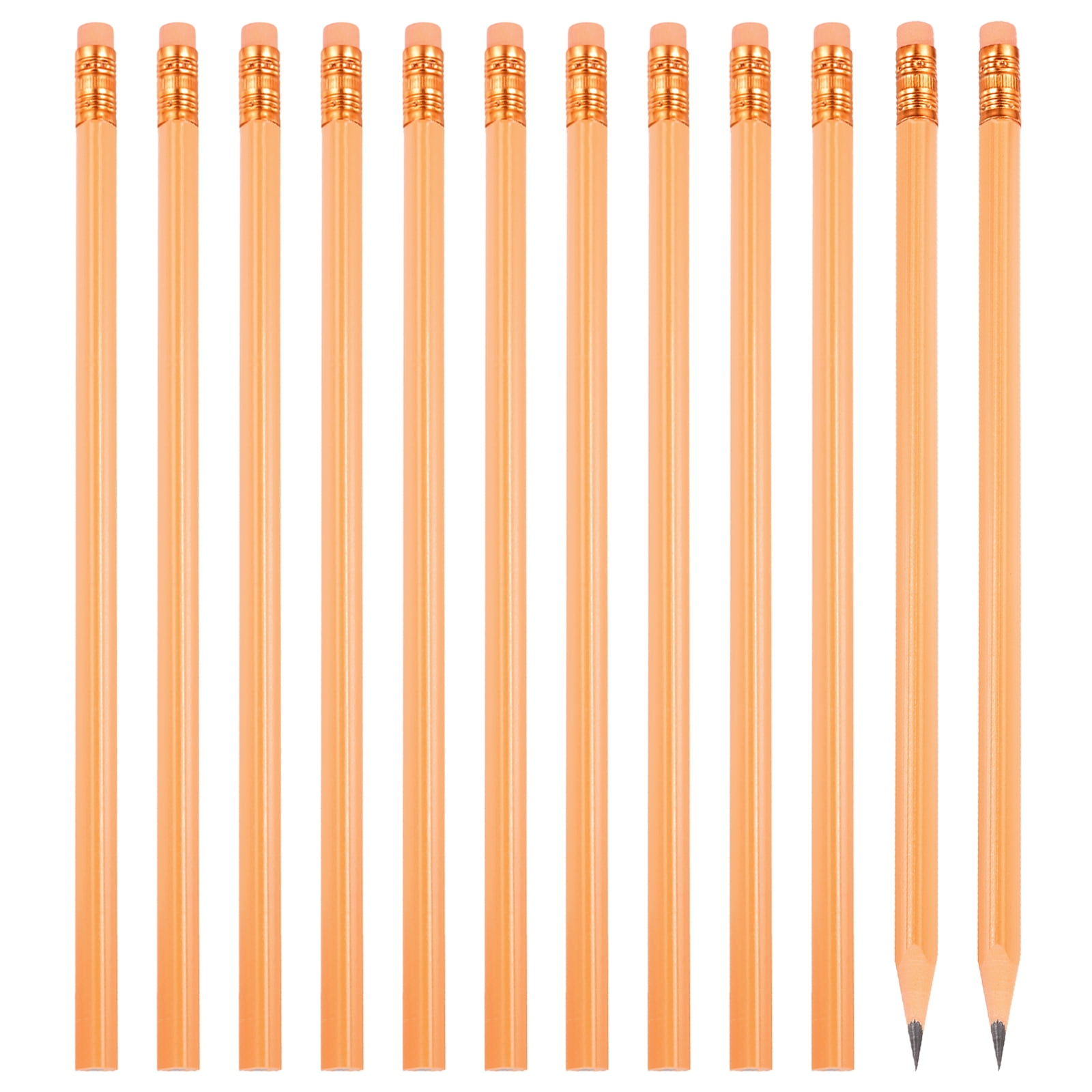 Uxcell Round Pencils, 12 Pcs Triangle HB Graphite Pencil with Eraser ...