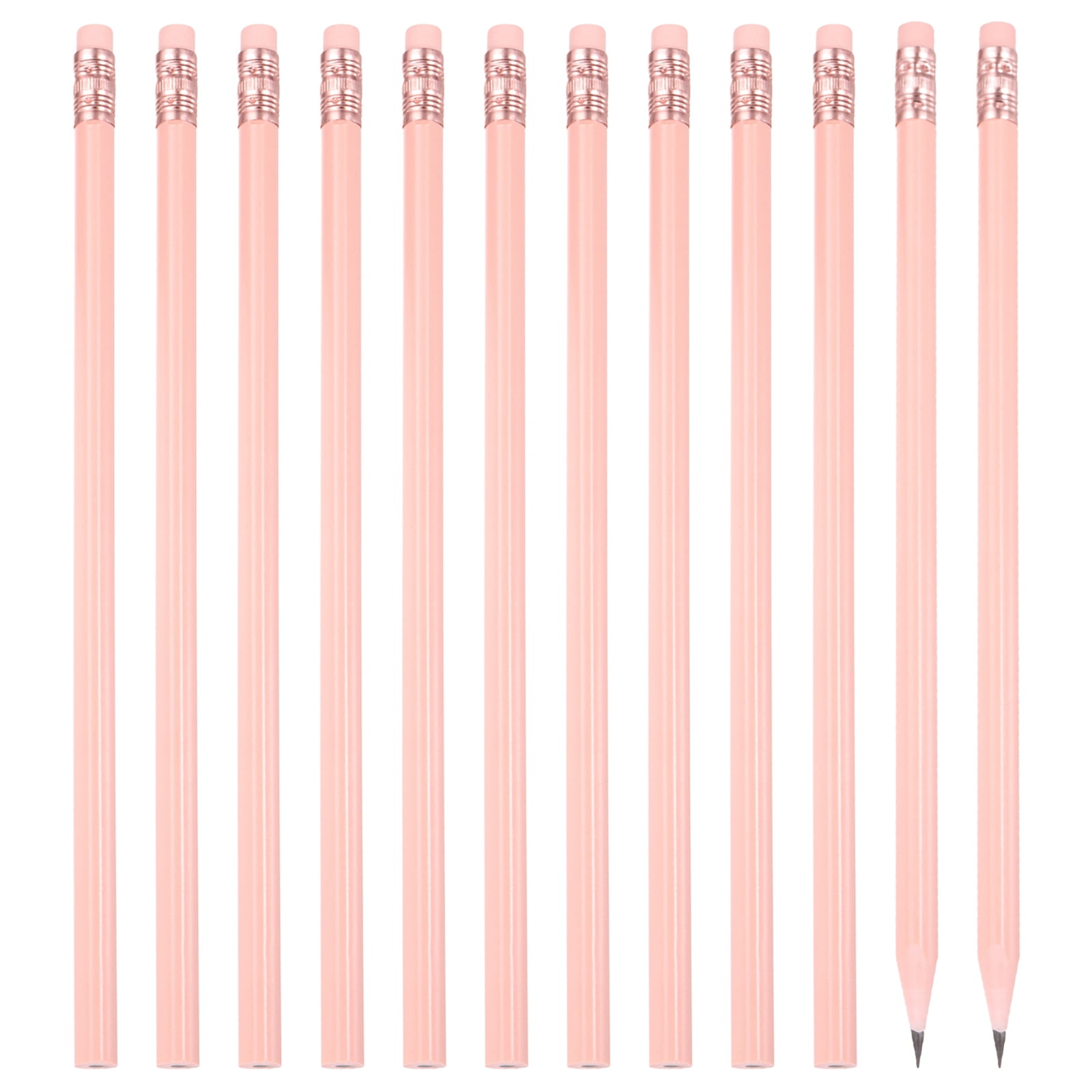 Uxcell Round Pencils, 12 Pcs Triangle HB Graphite Pencil with Eraser ...