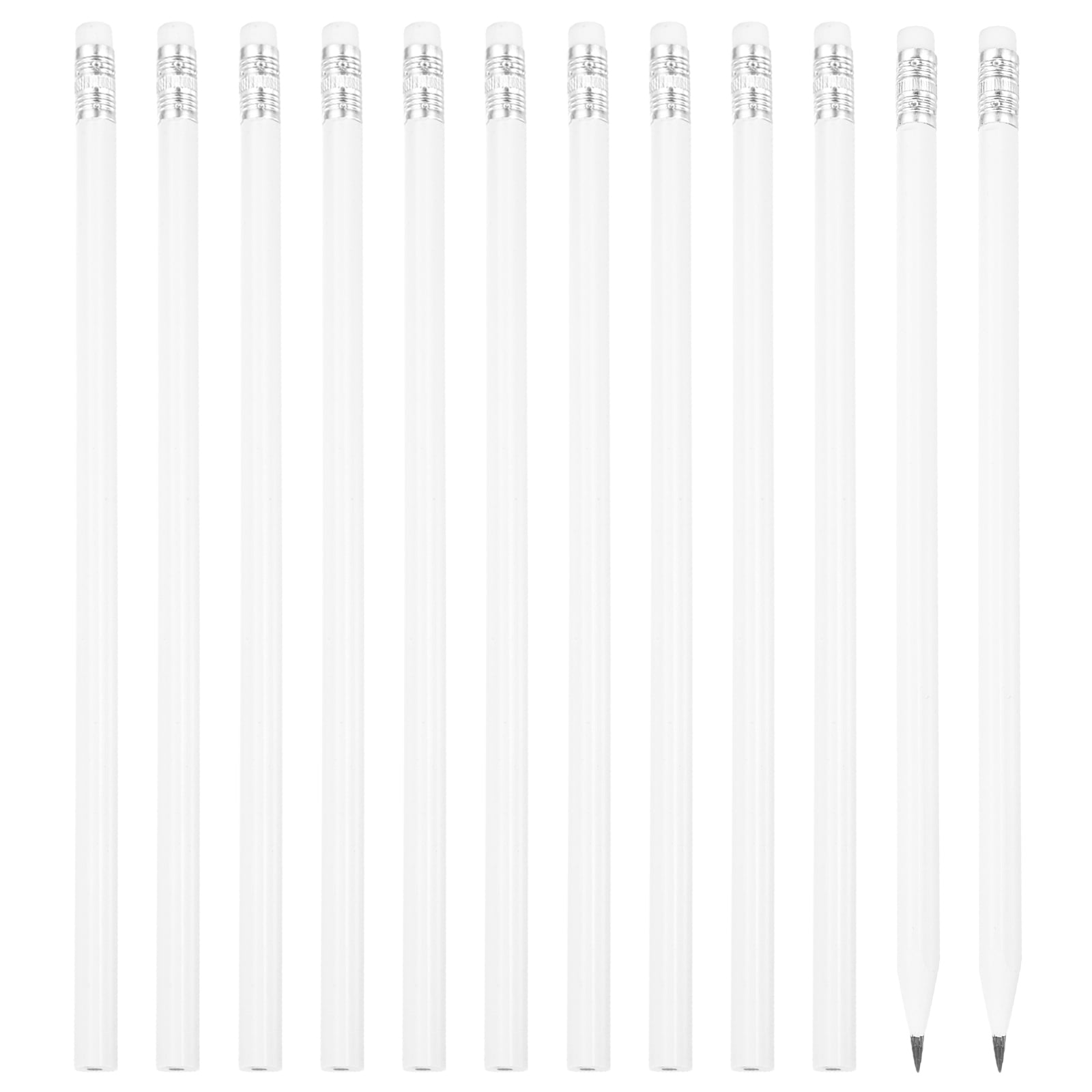 Uxcell Round Pencils, 12 Pcs Triangle HB Graphite Pencil with Eraser ...