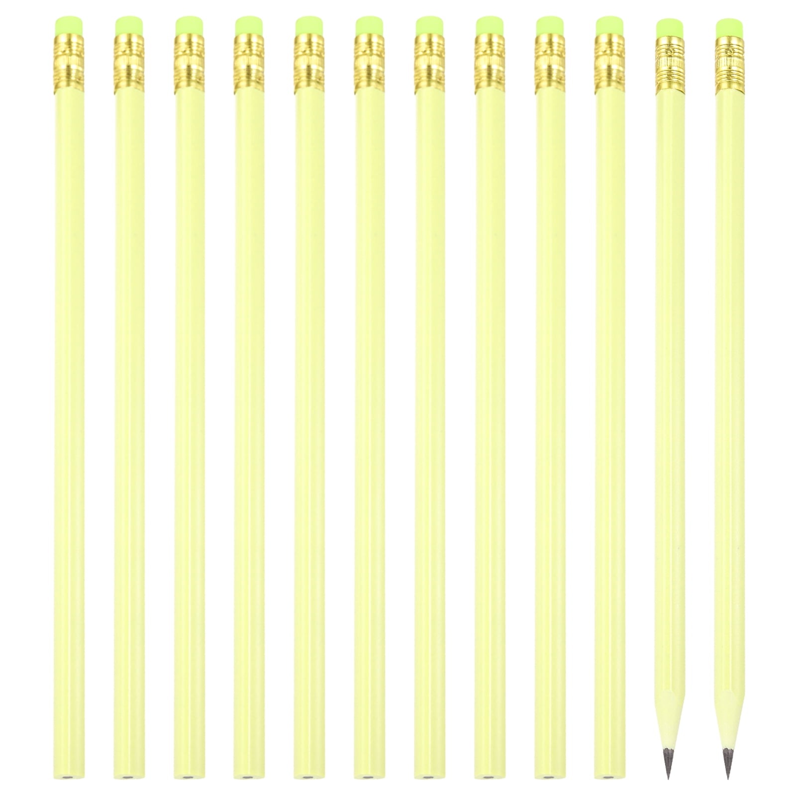 Uxcell Round Pencils, 12 Pcs Triangle HB Graphite Pencil with Eraser ...