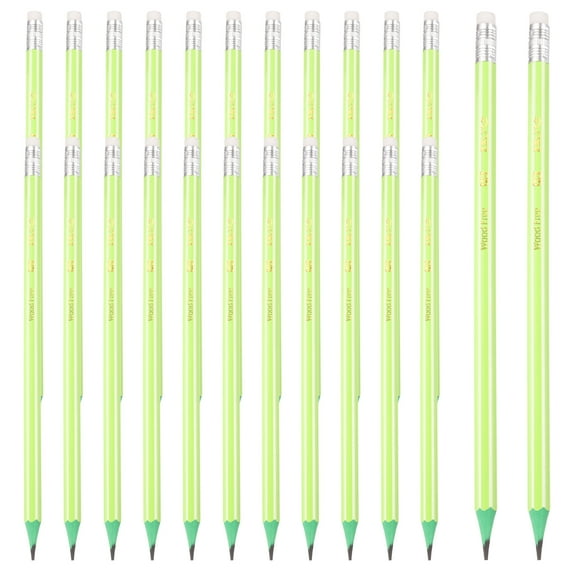 Uxcell Round Pencils, 24 Pcs HB Graphite Pencil with Eraser, Green ...