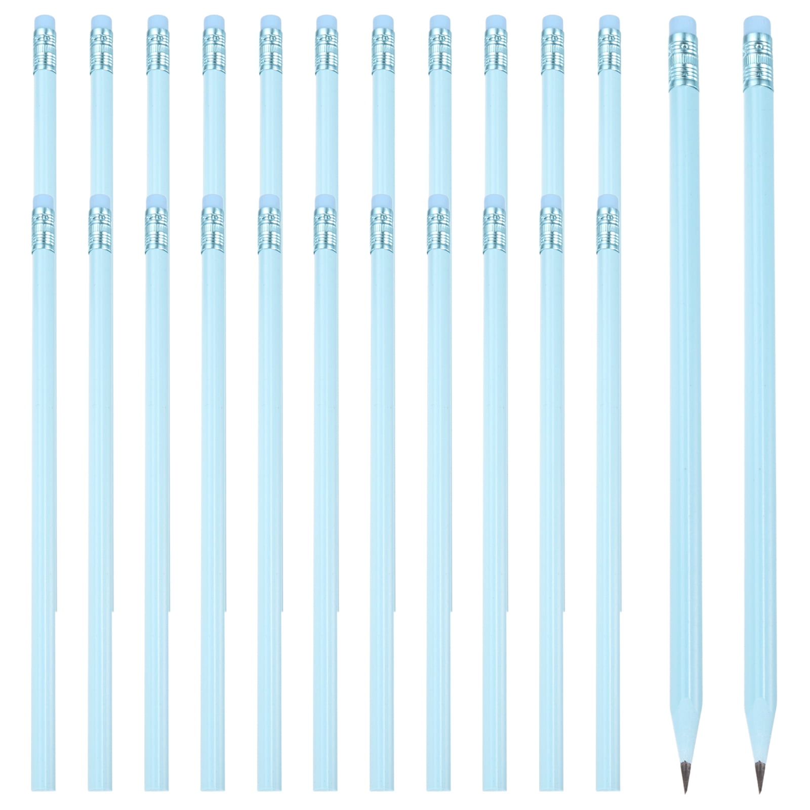 Uxcell Round Pencils, 24 Pcs Triangle HB Graphite Pencil with Eraser ...