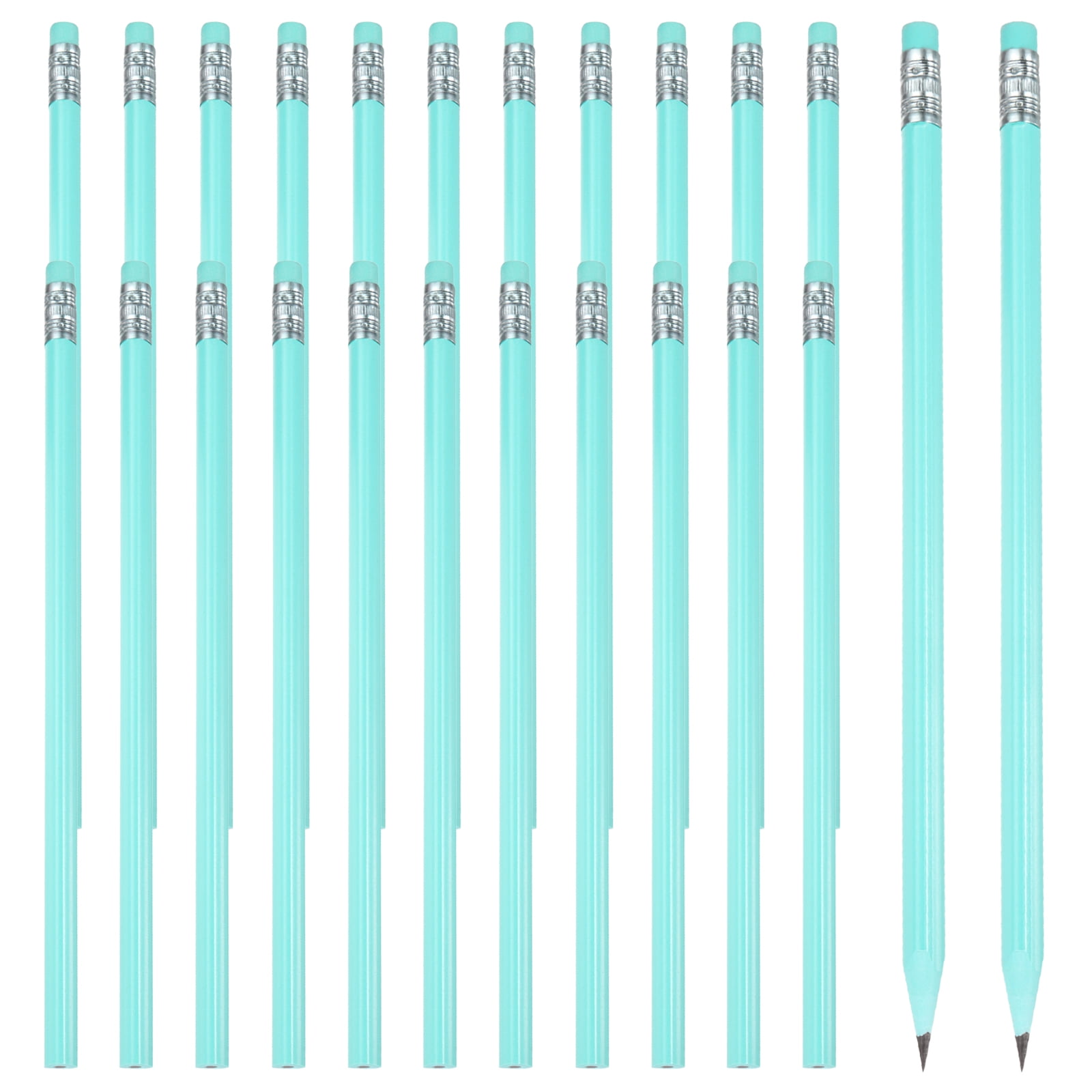 Uxcell Round Pencils, 24 Pcs Triangle HB Graphite Pencil with Eraser ...