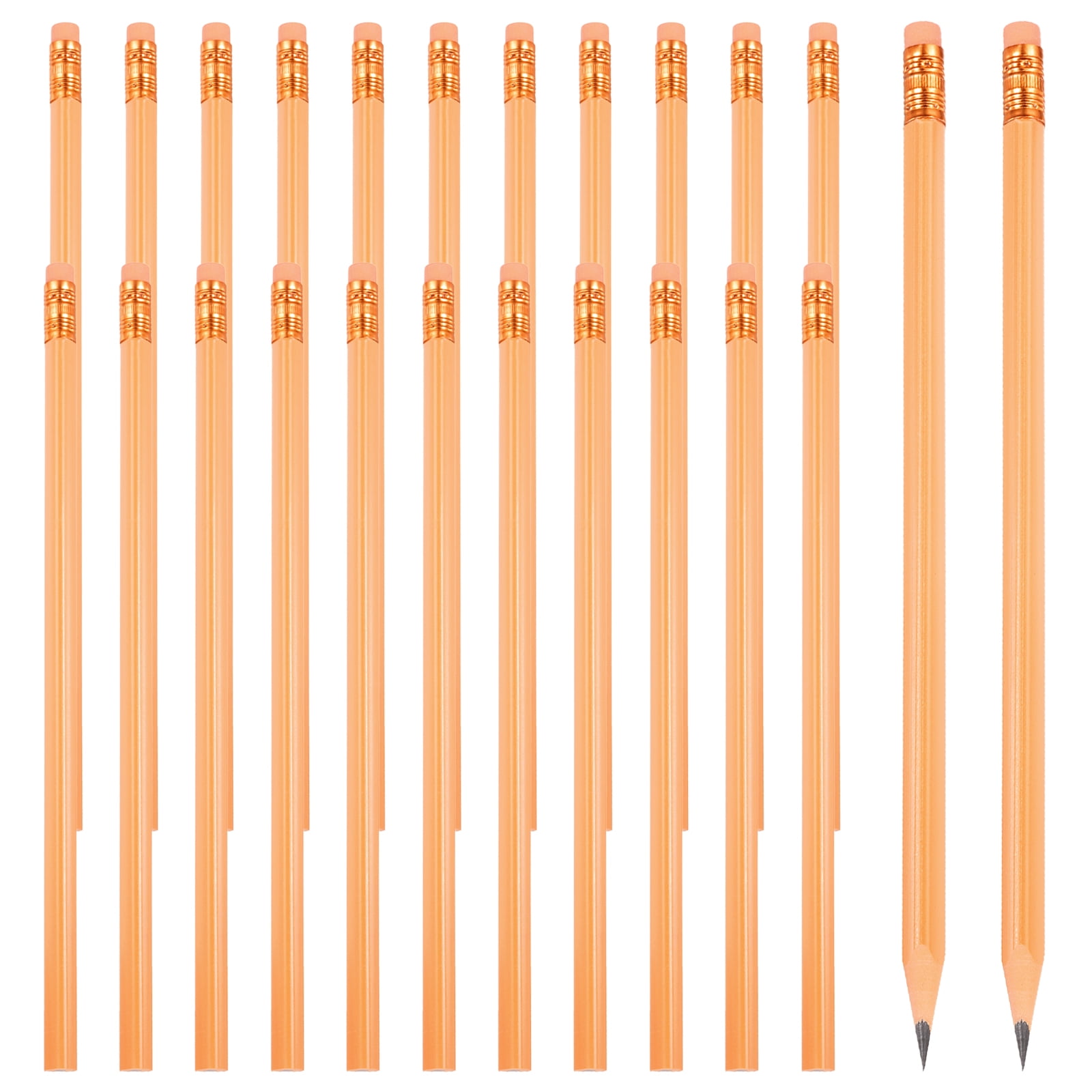 Uxcell Round Pencils, 24 Pcs Triangle HB Graphite Pencil with Eraser ...