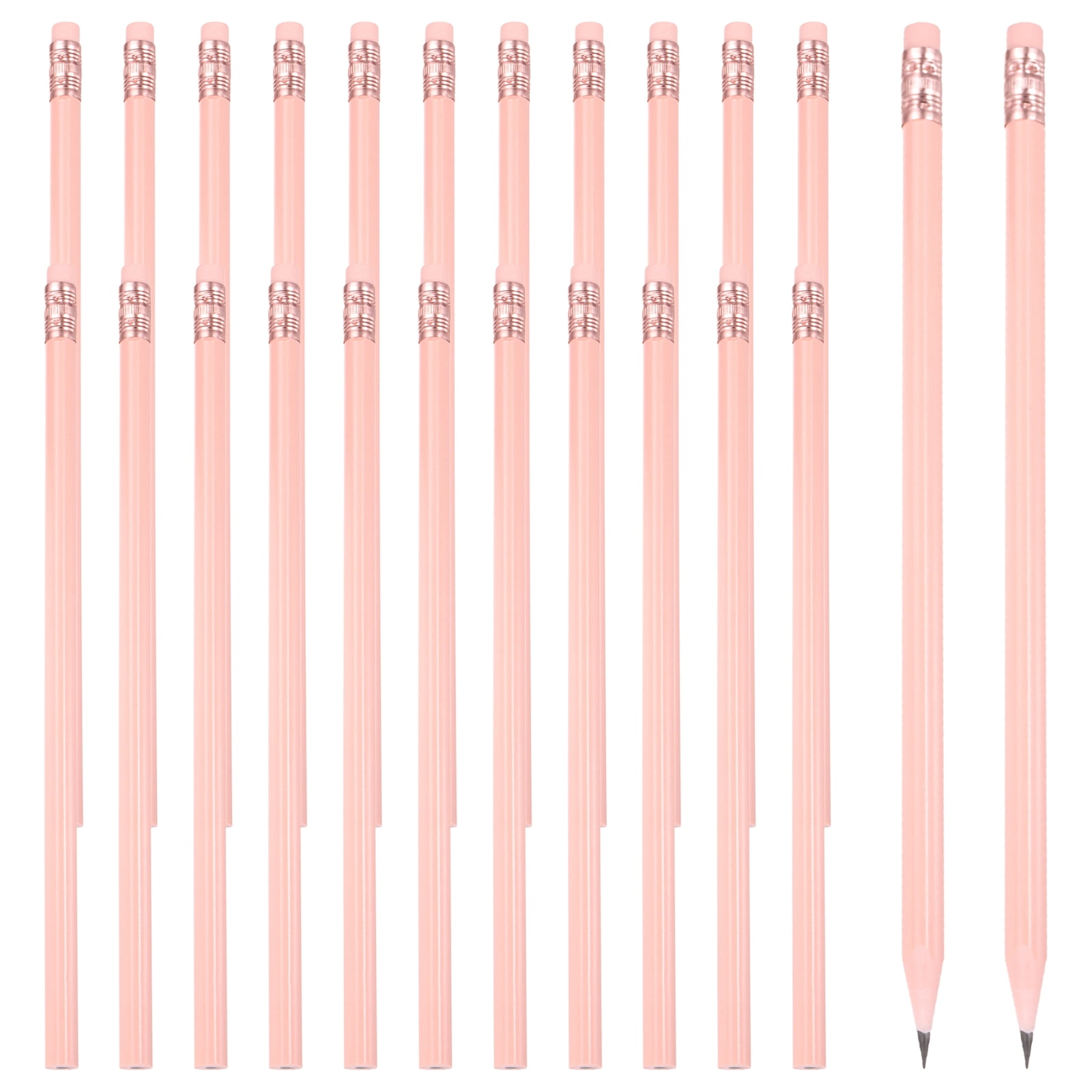 Uxcell Round Pencils, 24 Pcs Triangle HB Graphite Pencil with Eraser ...