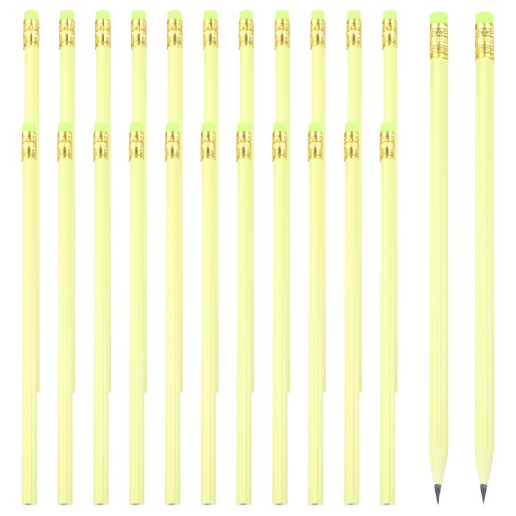 Uxcell Round Pencils, 24 Pcs Triangle HB Graphite Pencil with Eraser ...
