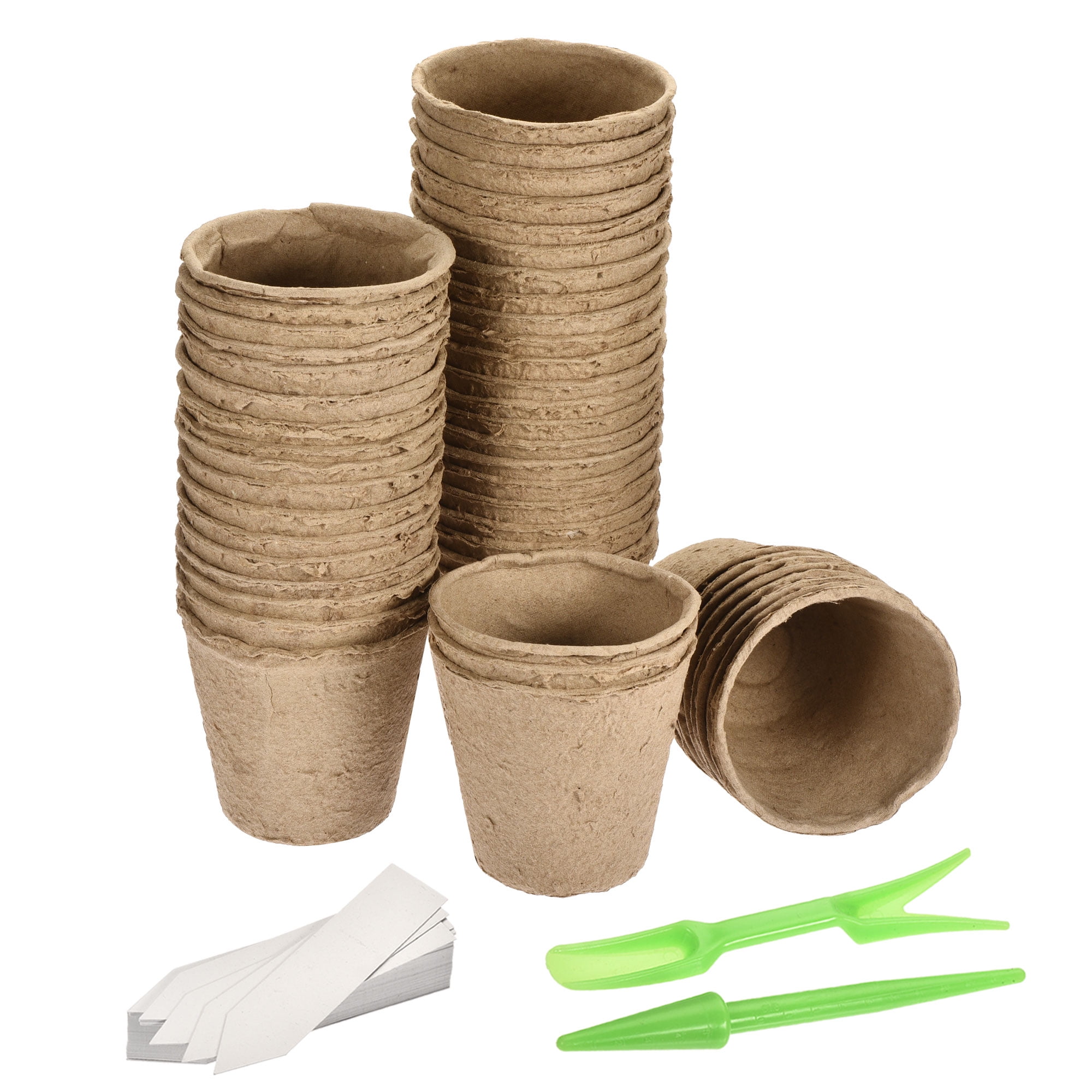 Uxcell Round Pulp Peat Pot Plant Starting Tray Kit, 50 Pack with 50 ...