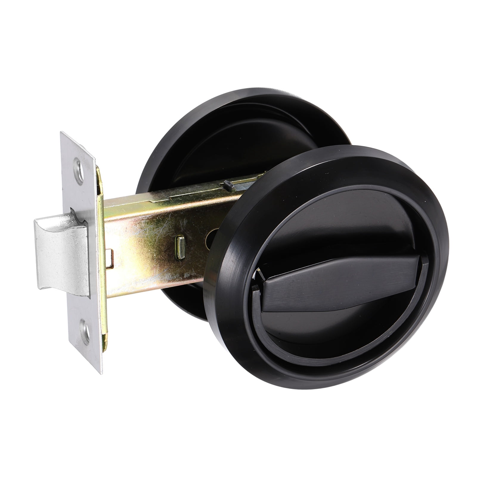 Uxcell Round Recessed Door Lock, (Lock Length 3.46 Inch, Black) (1 Set ...