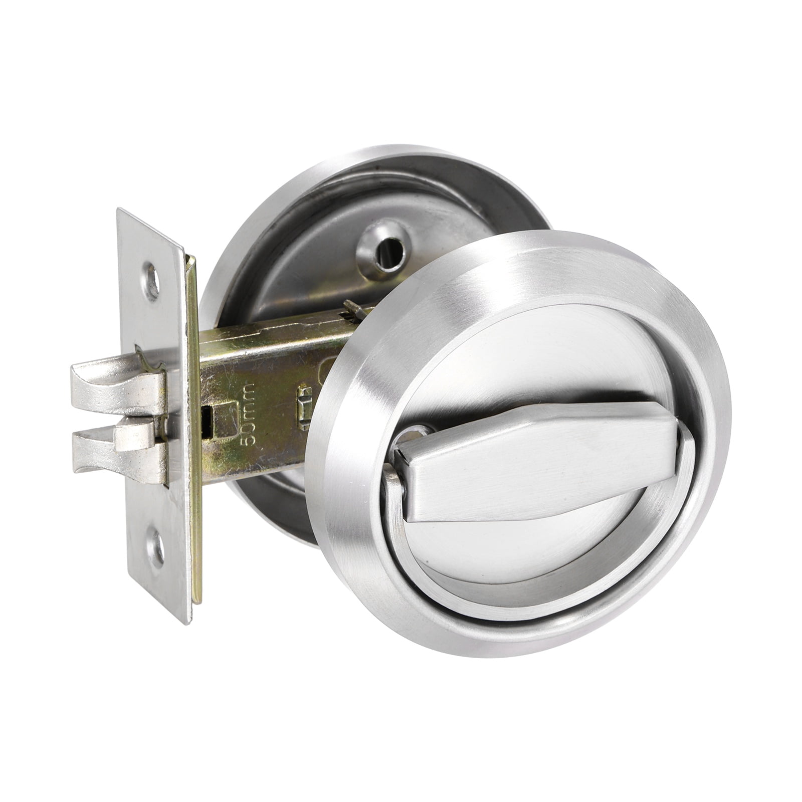 Uxcell Round Recessed Door Lock, (Lock Length 3.46 Inch, Silver) (1 Set ...