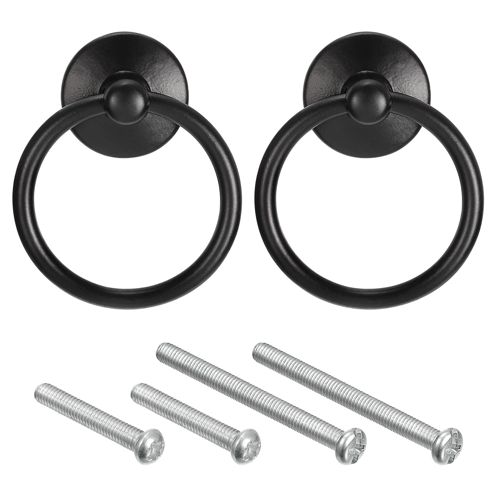 Uxcell Round Ring Pulls, 2Pcs Drawers Knobs Black Circle Drawer Handles ...