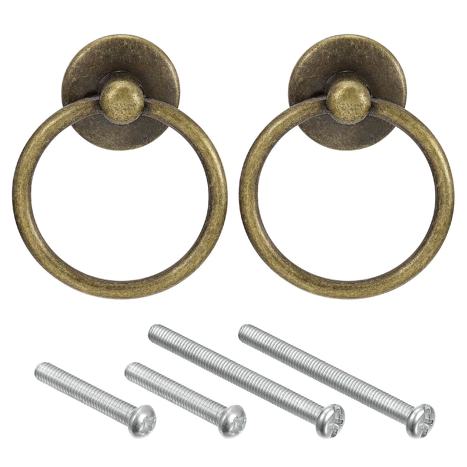 Uxcell Round Ring Pulls, 2Pcs Drawers Knobs Bronze Circle Drawer ...