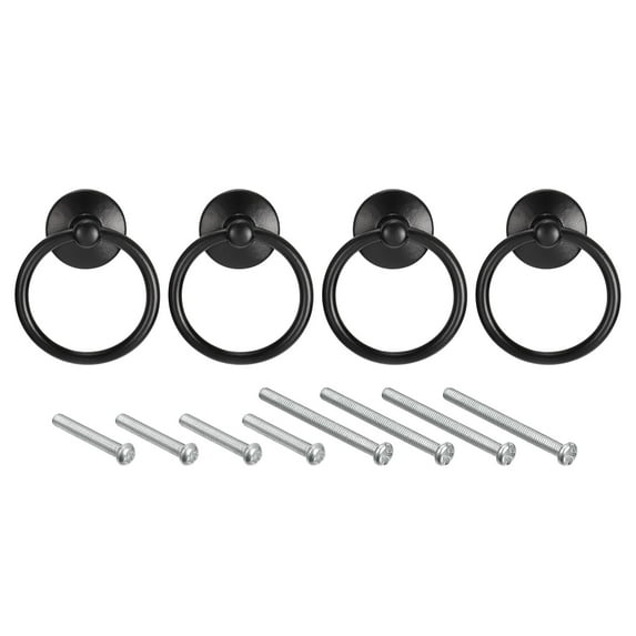 Uxcell Round Ring Pulls, 4Pcs Drawers Knobs Black Circle Drawer Handles ...