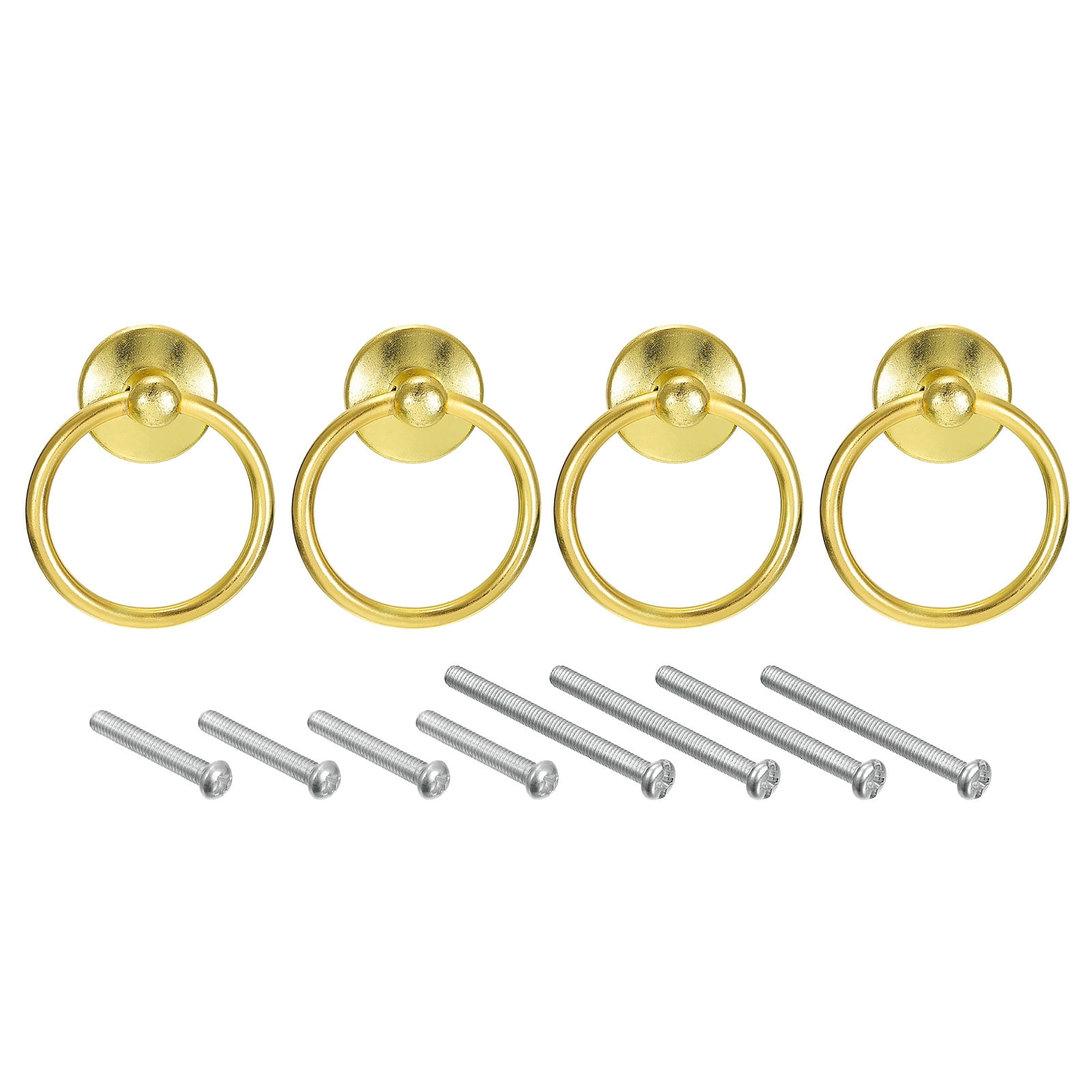 Uxcell Round Ring Pulls, 4Pcs Drawers Knobs Gold Circle Drawer Handles ...