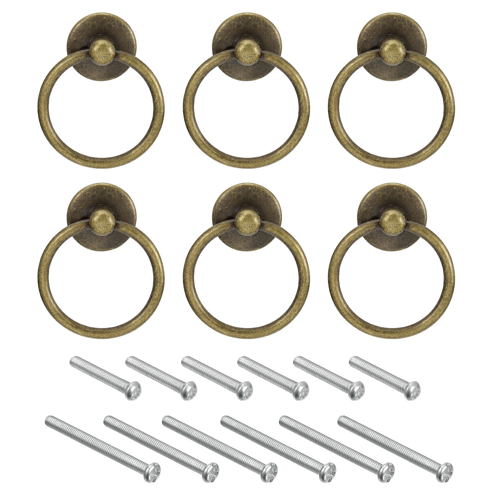 Uxcell Round Ring Pulls, 6Pcs Drawers Knobs Bronze Circle Drawer ...