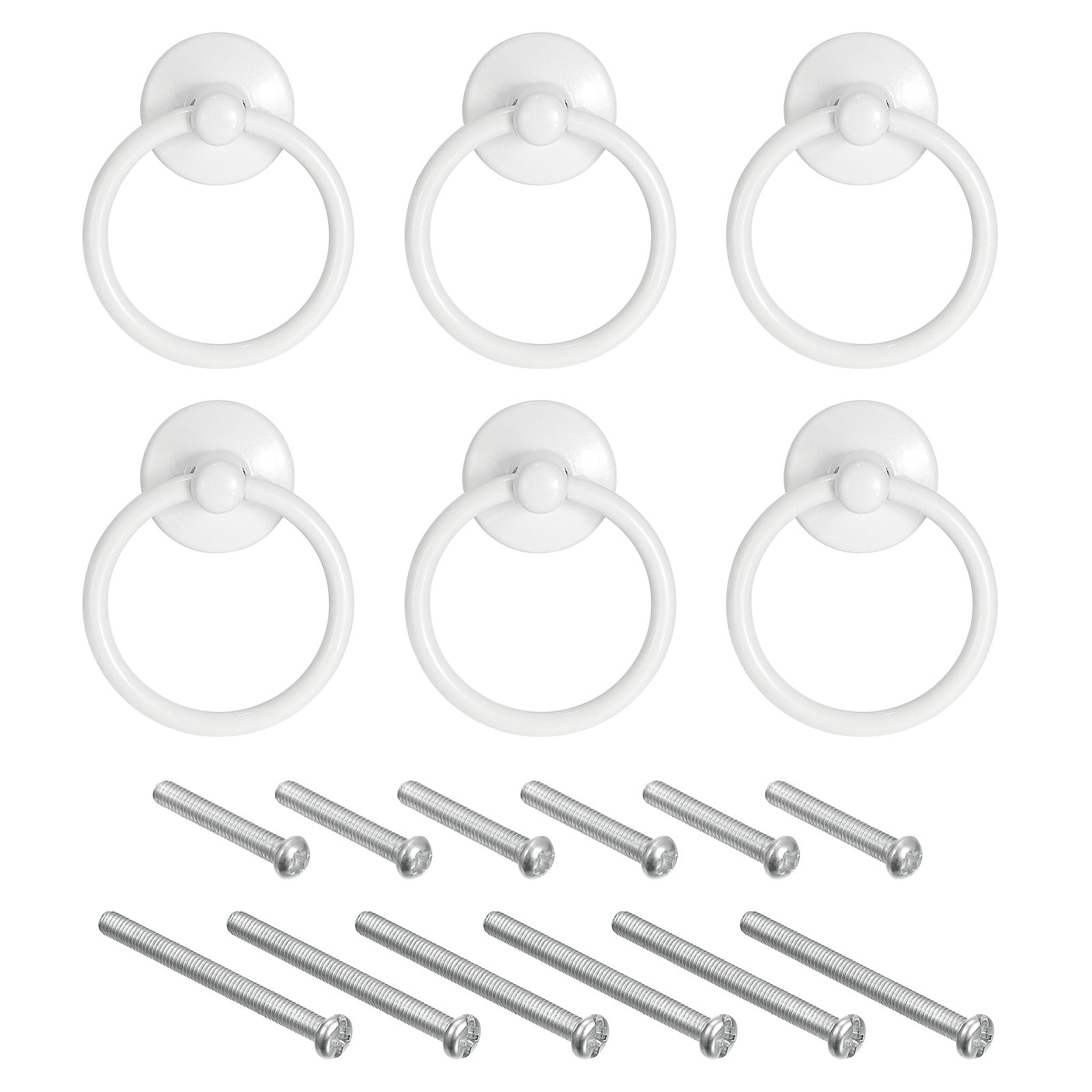 Uxcell Round Ring Pulls, 6Pcs Drawers Knobs White Circle Drawer Handles ...