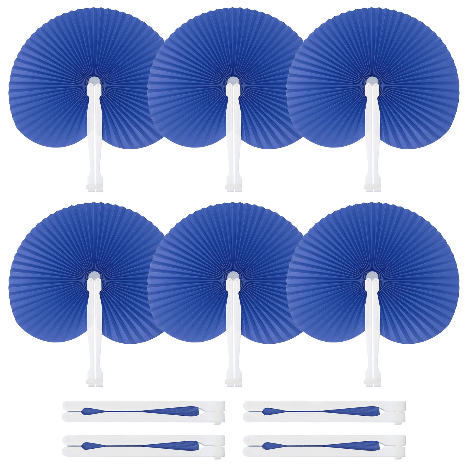 Uxcell Round Shaped Paper Hand Fans Bulk Folding Fan Handheld with ...