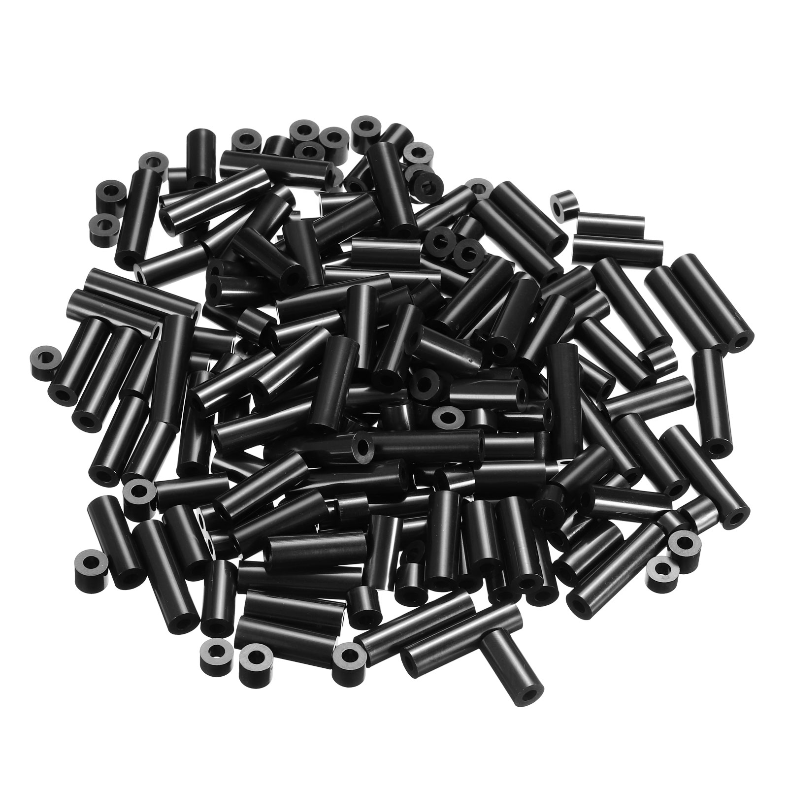 Uxcell Round Spacer Washer Set, 200 Pack Nylon 4,6,15,20,25mm Length for M3 Screws Block, Black ...