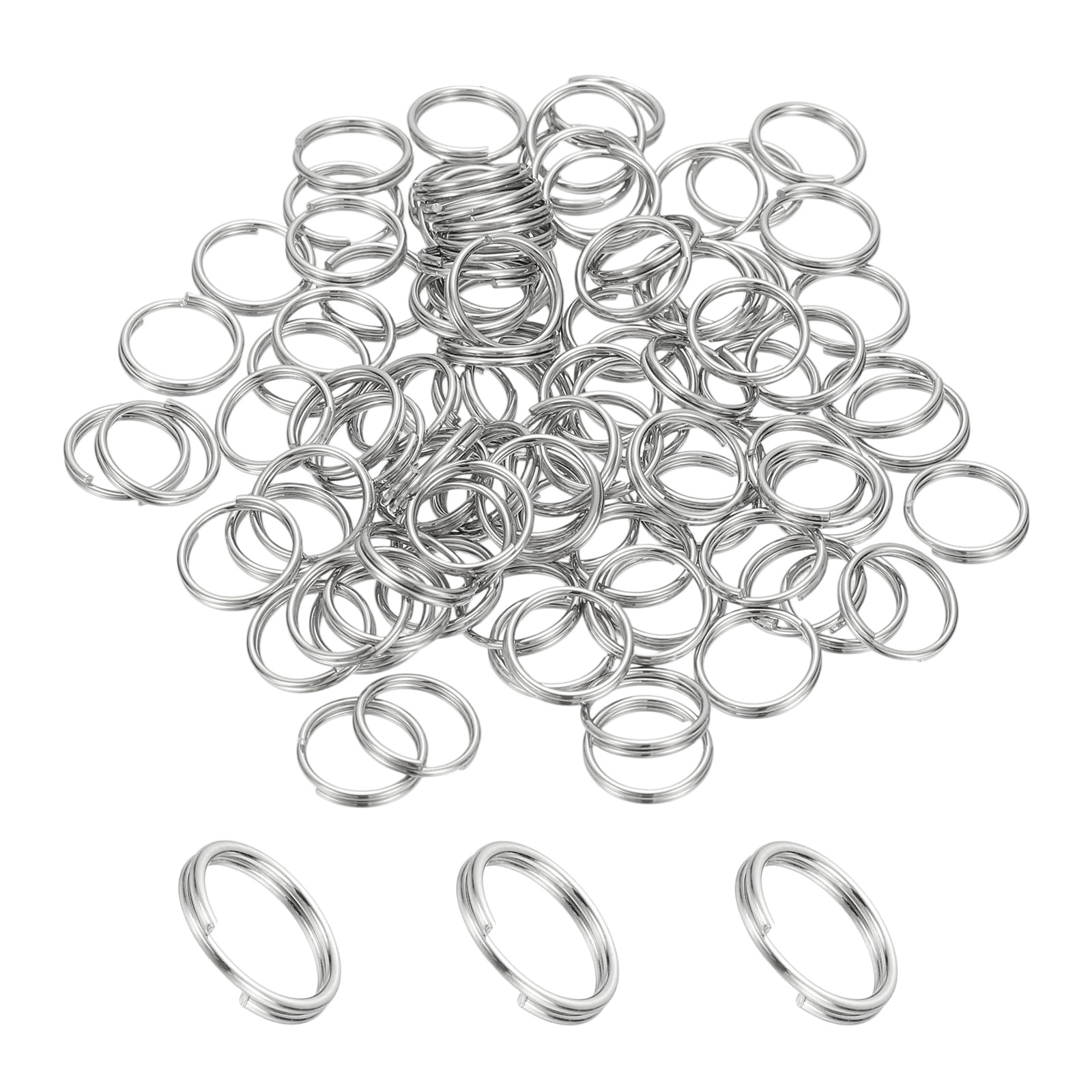 Uxcell Round Split Ring, 100 Pcs 10 mm Small Split Ring with Double Loops Metal Small Key Circle ...