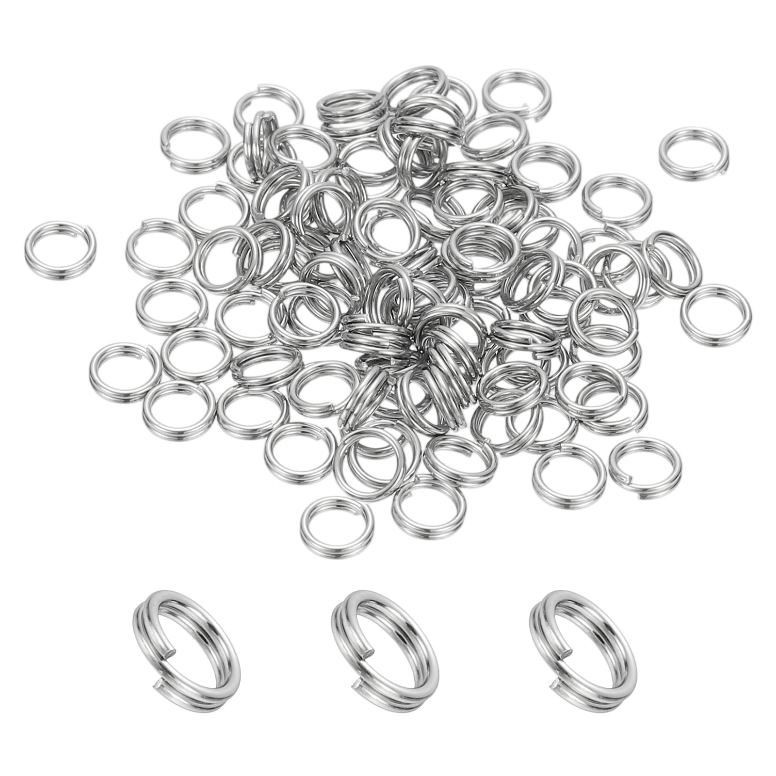 Uxcell Round Split Ring, 100 Pcs 4 mm Small Split Ring with Double Loops Metal Small Key Circle ...