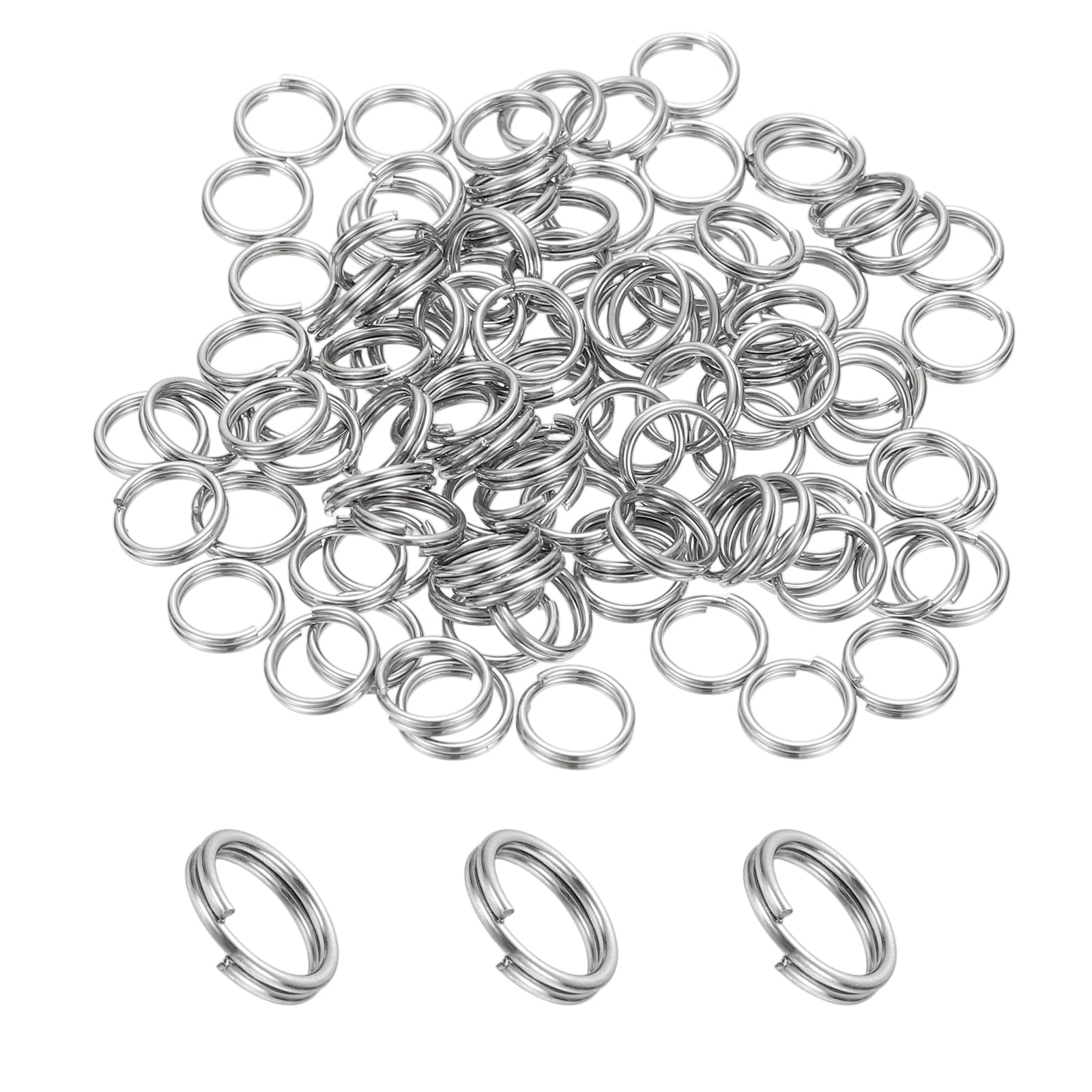 Uxcell Round Split Ring, 100 Pcs 7 mm Small Split Ring with Double Loops Metal Small Key Circle ...