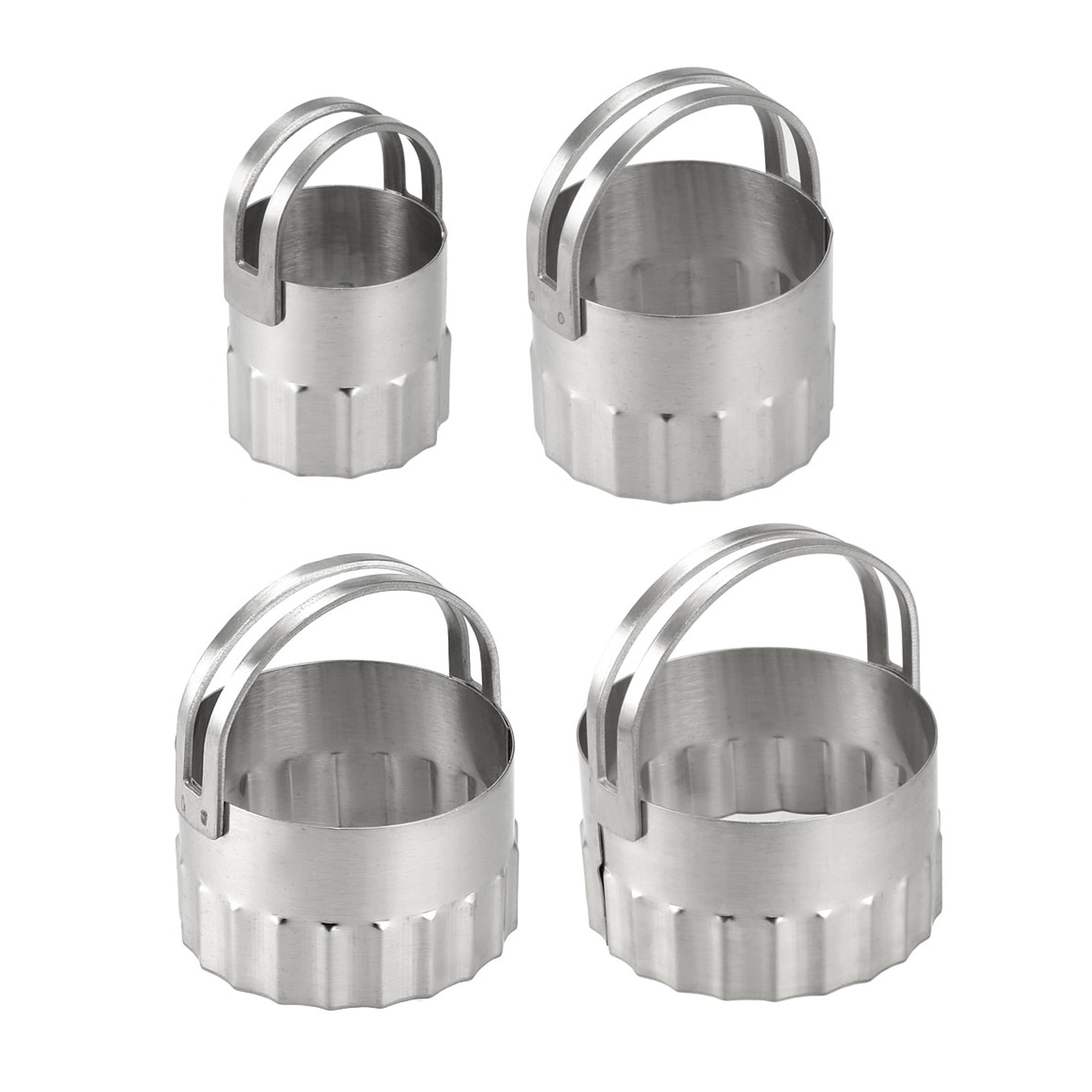 Uxcell Round Wavy Biscuits Set Stainless Steel Silver Tone 1 Set ...