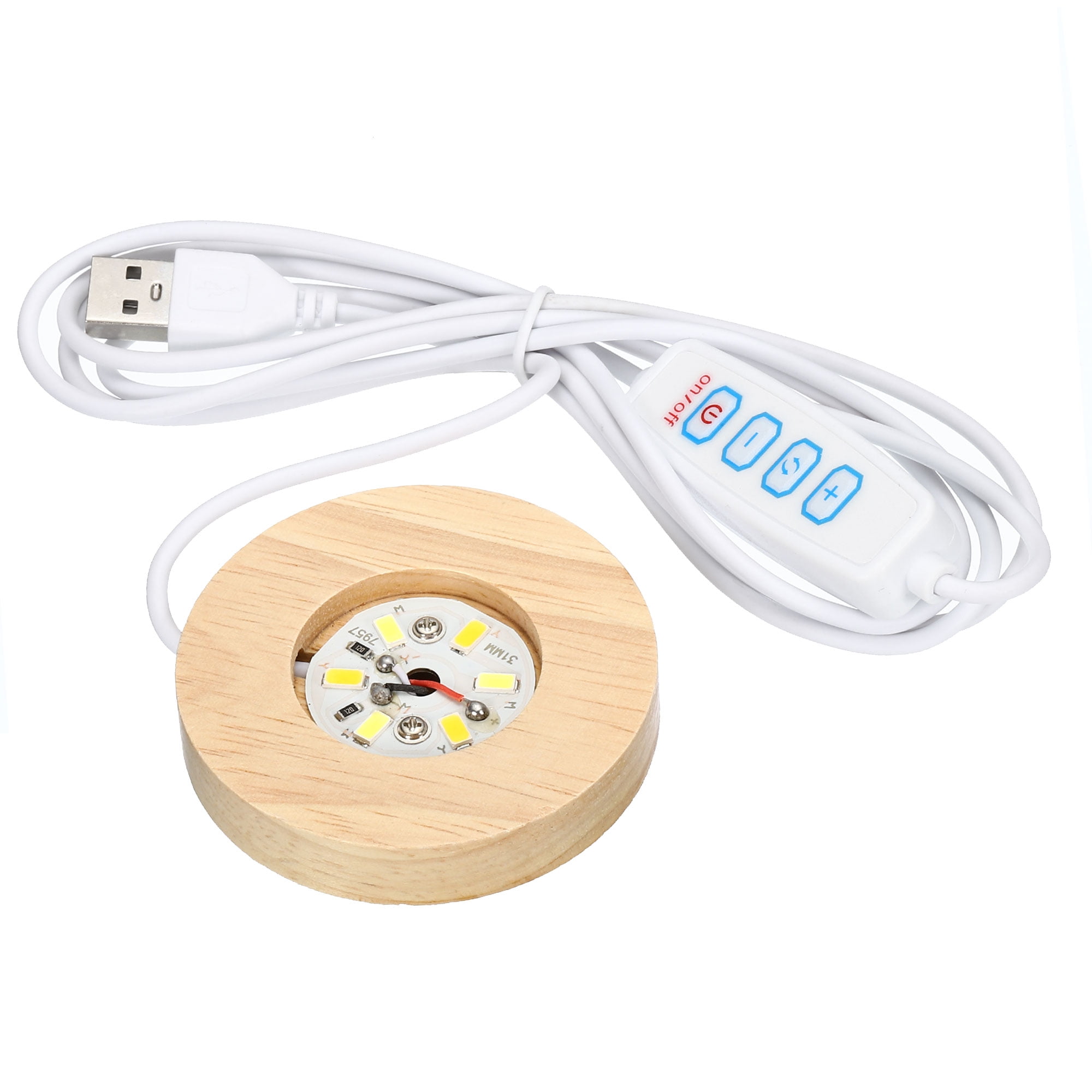 Uxcell Round Wooden 2.56" 3-Colors Light Dimmable Display Base Stand ...