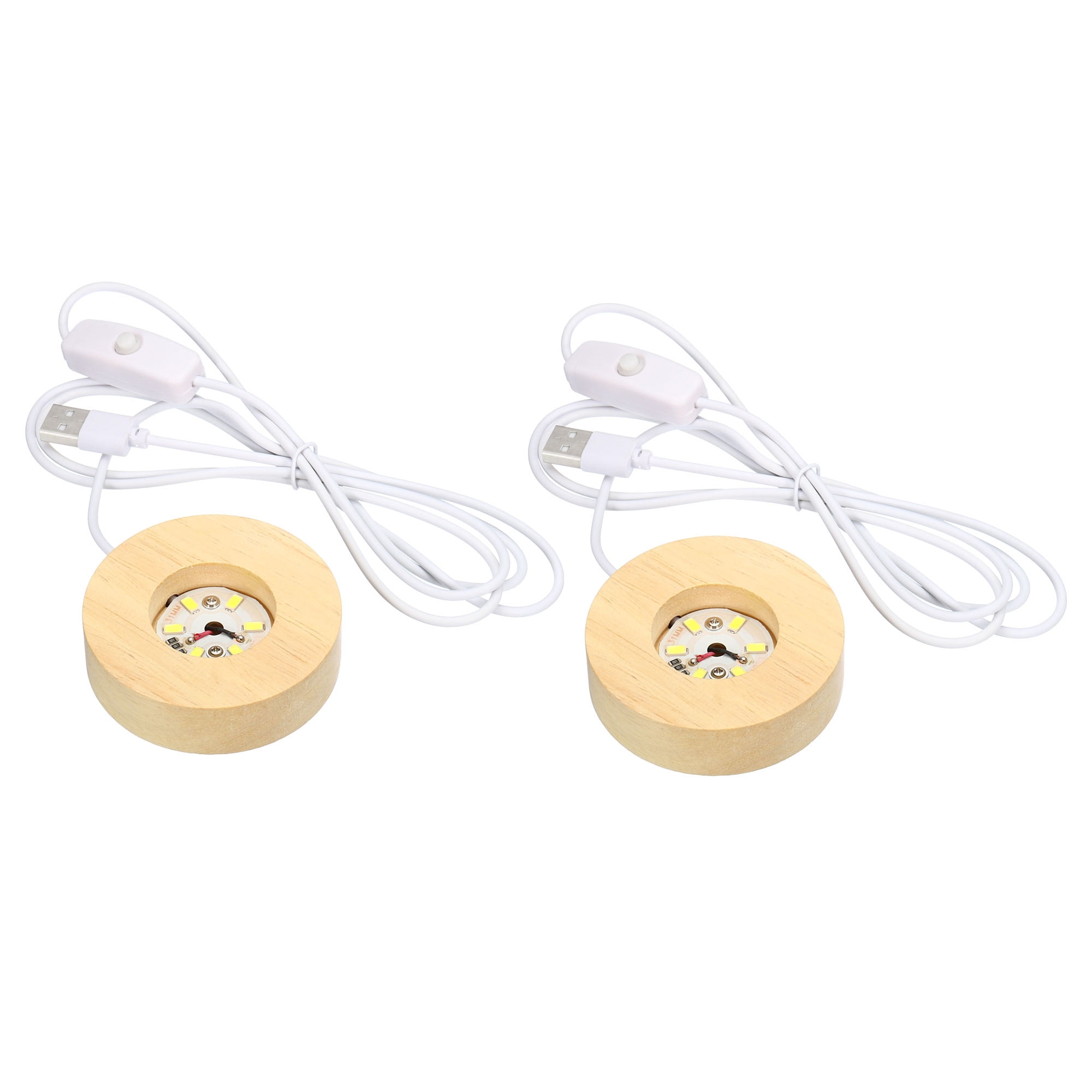 Uxcell Round Wooden 2.76" White Light Display Base Stand LED Light Wood ...