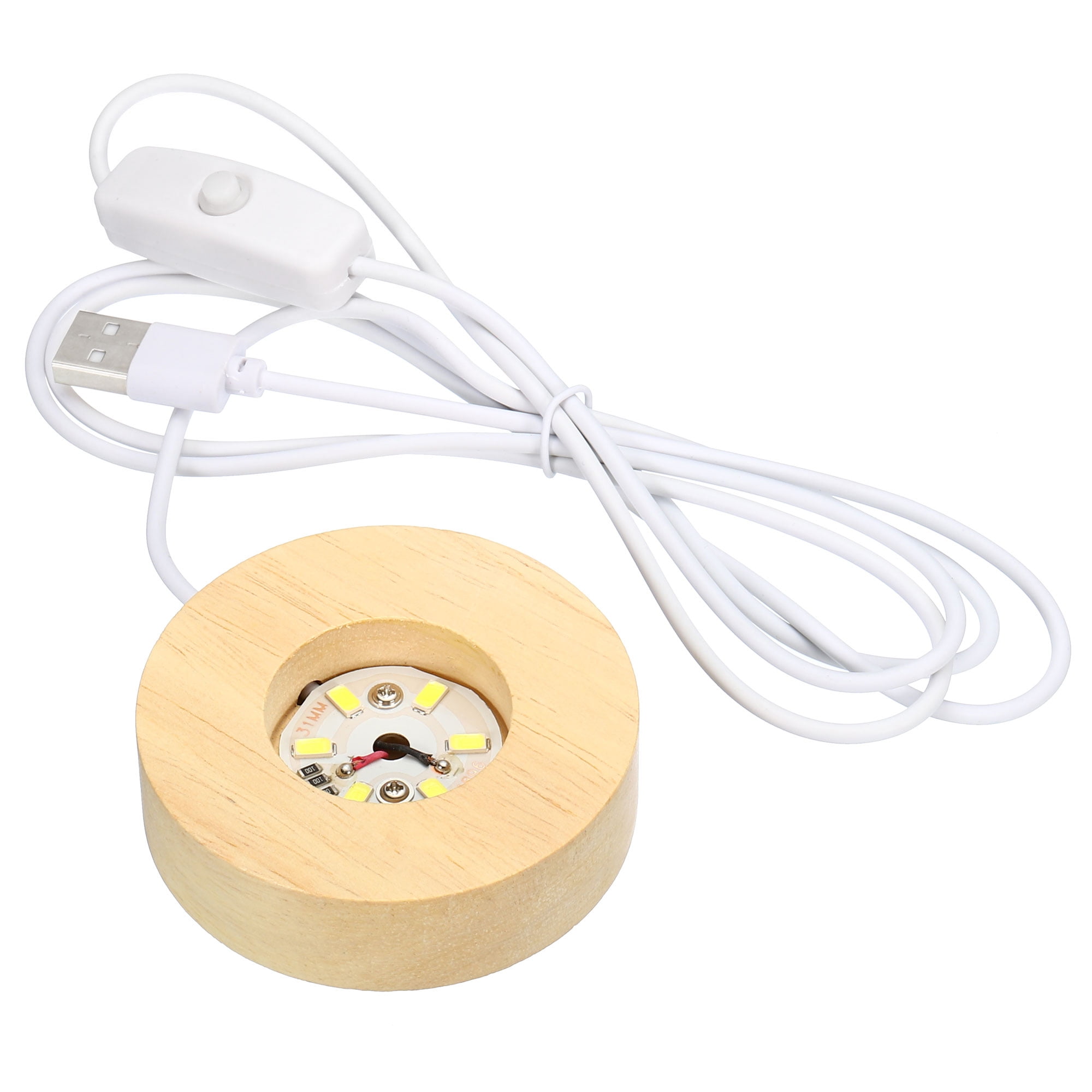 Uxcell Round Wooden 2.76" White Light Display Base Stand LED Light Wood ...