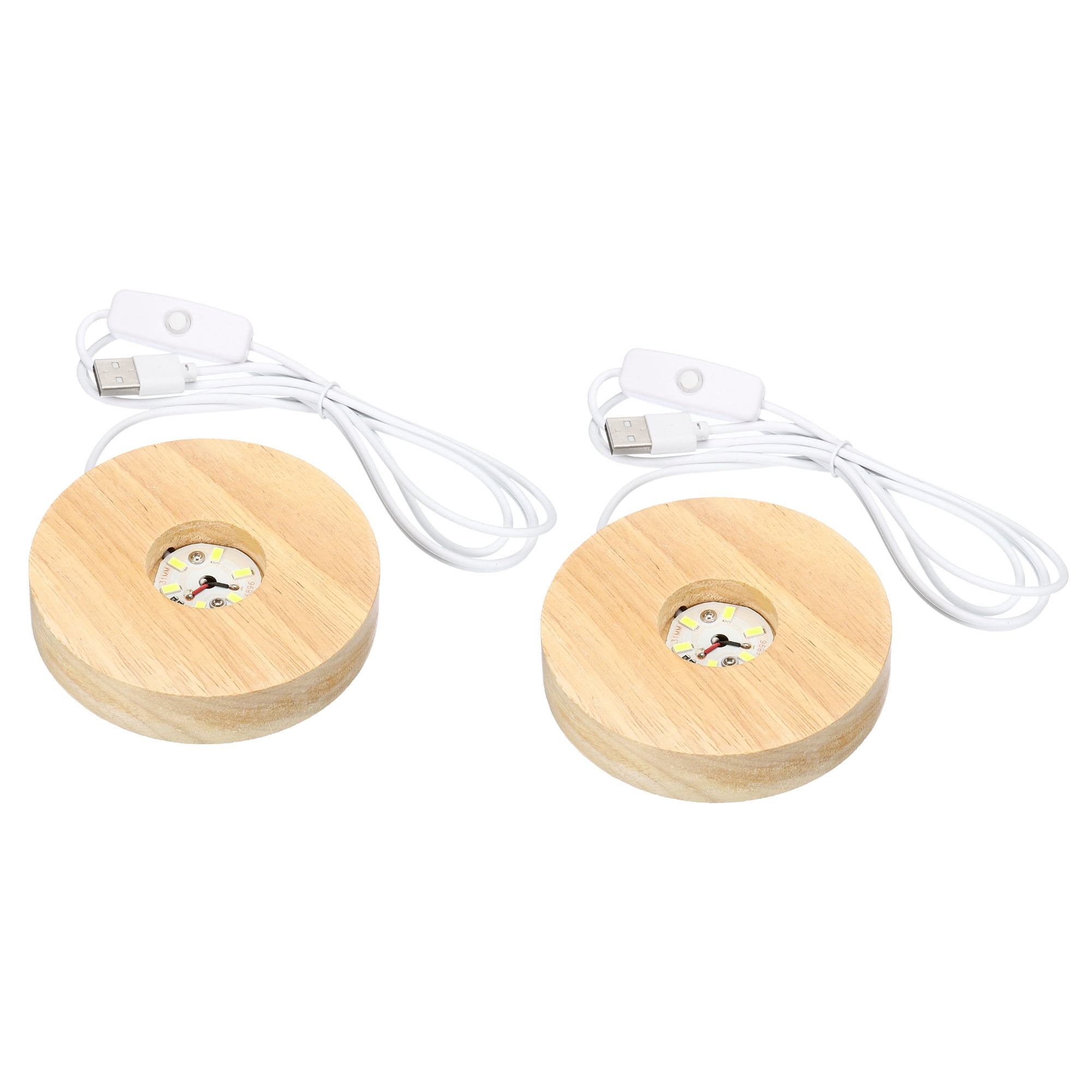 Uxcell Round Wooden 3.94" White Light Display Base Stand LED Light Wood ...