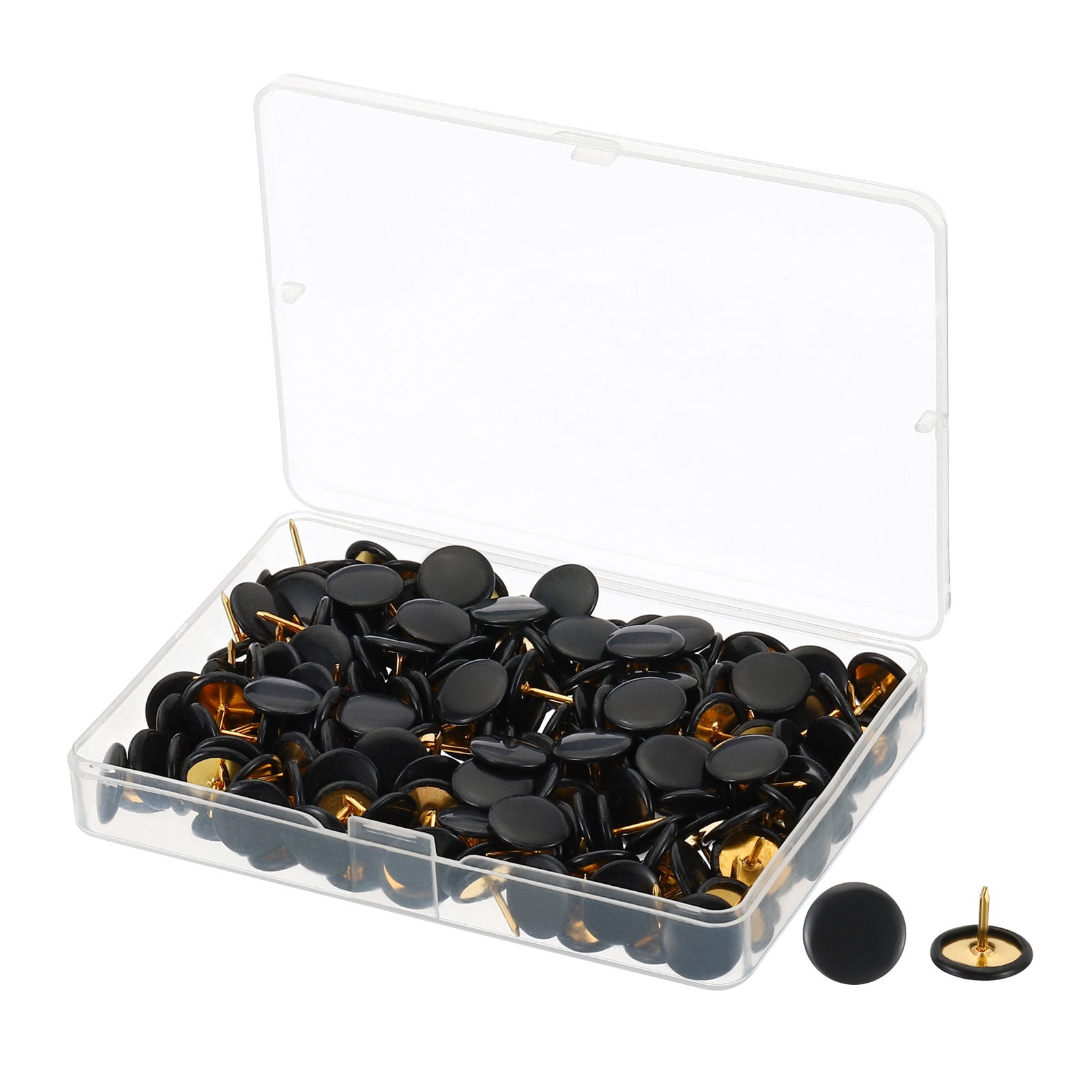Uxcell Roundness Push Pins, Thumb Tacks Plastic Decorative Pins, Black ...