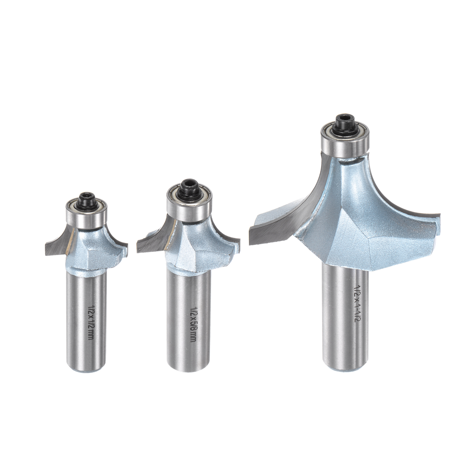 Uxcell Roundover Router Bit Set, 1/2 Shank 5/16" 1/4" 3/4" Radius Light ...