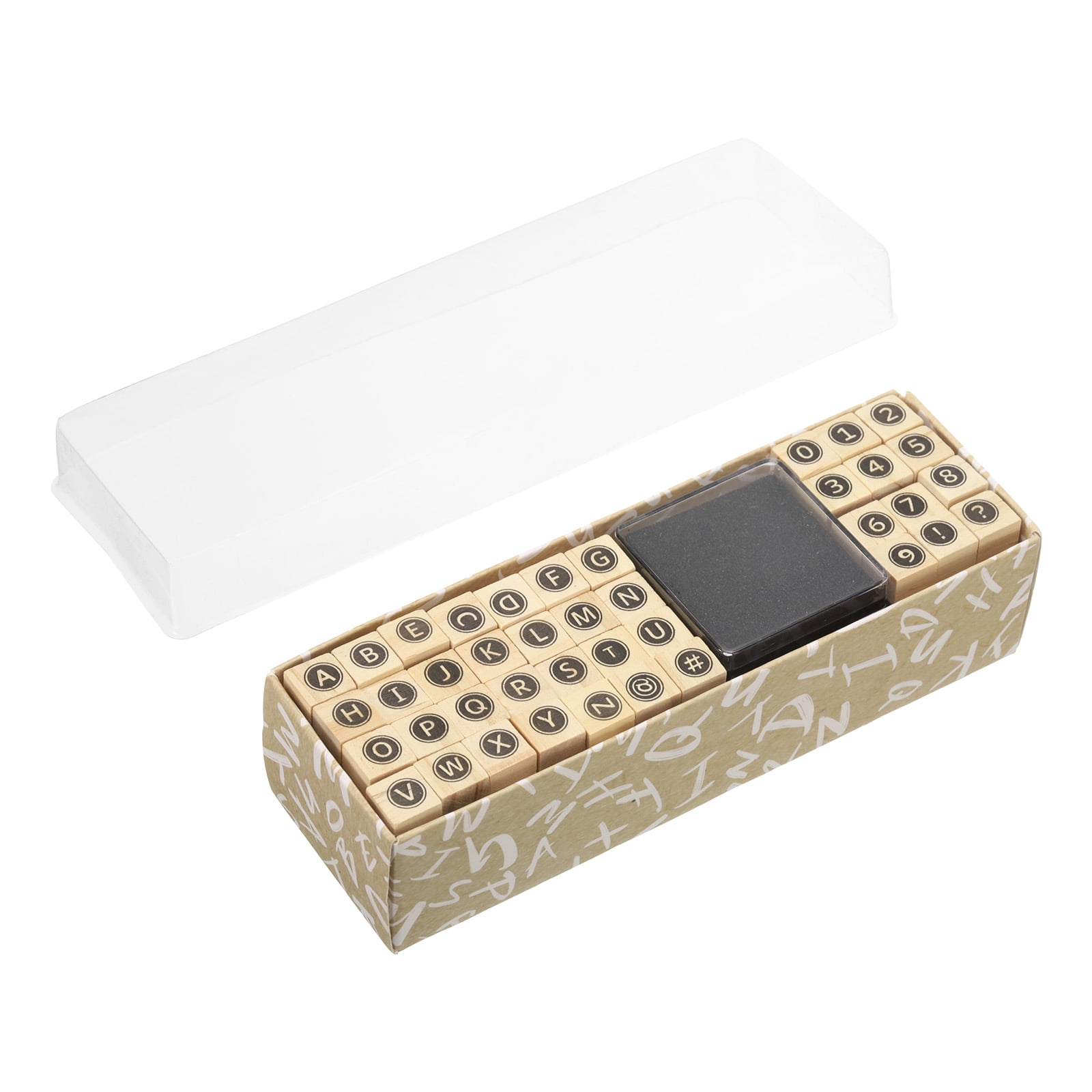 Uxcell Rubber Stamps Letter Number, 40Pcs Capital Letter Circle Wooden ...