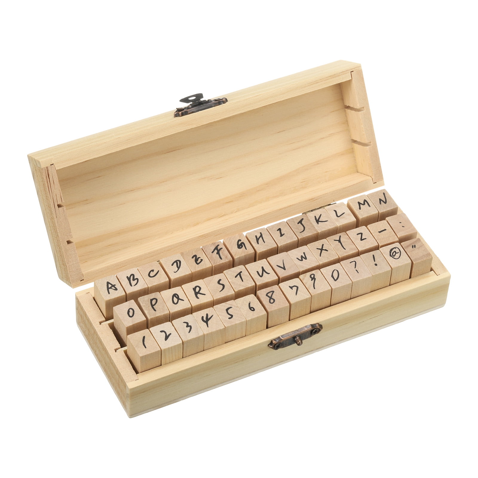 Uxcell Rubber Stamps Letter Number, 42Pcs Handwriting Wooden Stamp ...