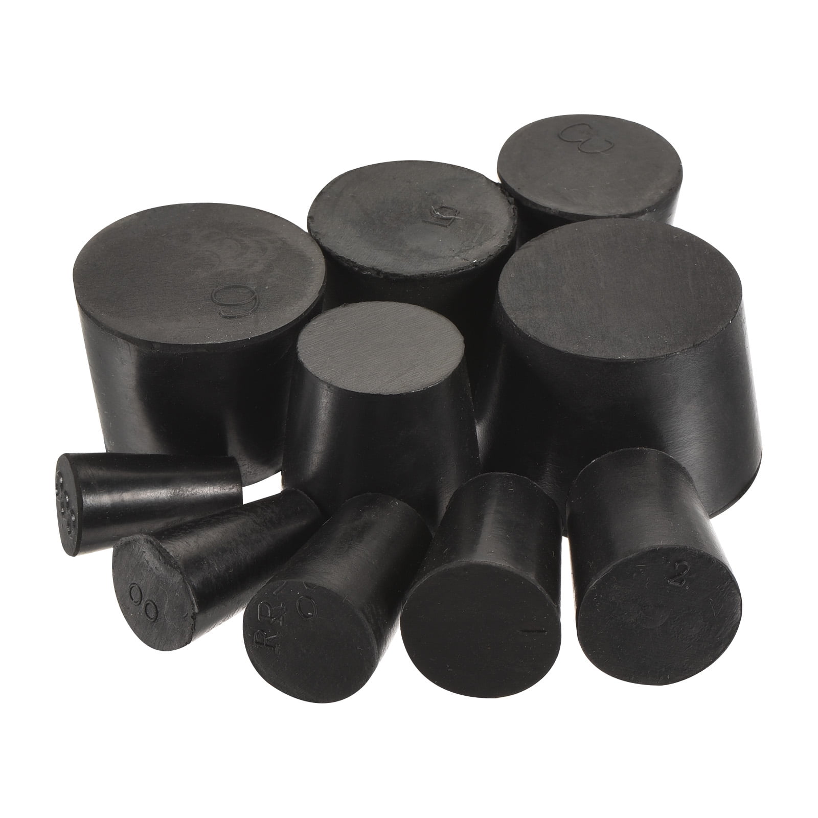 Uxcell Rubber Tapered Plug for Lab Home Set 10 Sizes Solid Black 20in2 ...