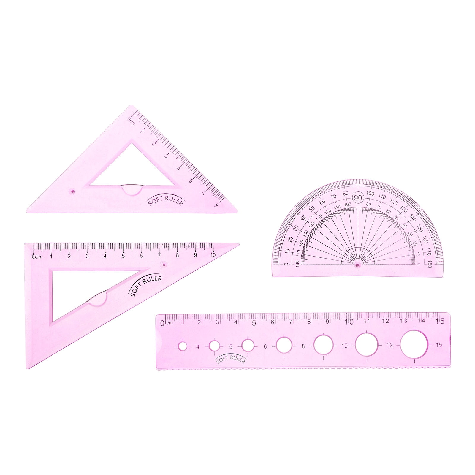 Uxcell Ruler Set 8piece 15cm Soft Straight Ruler Protractor Triangle ...