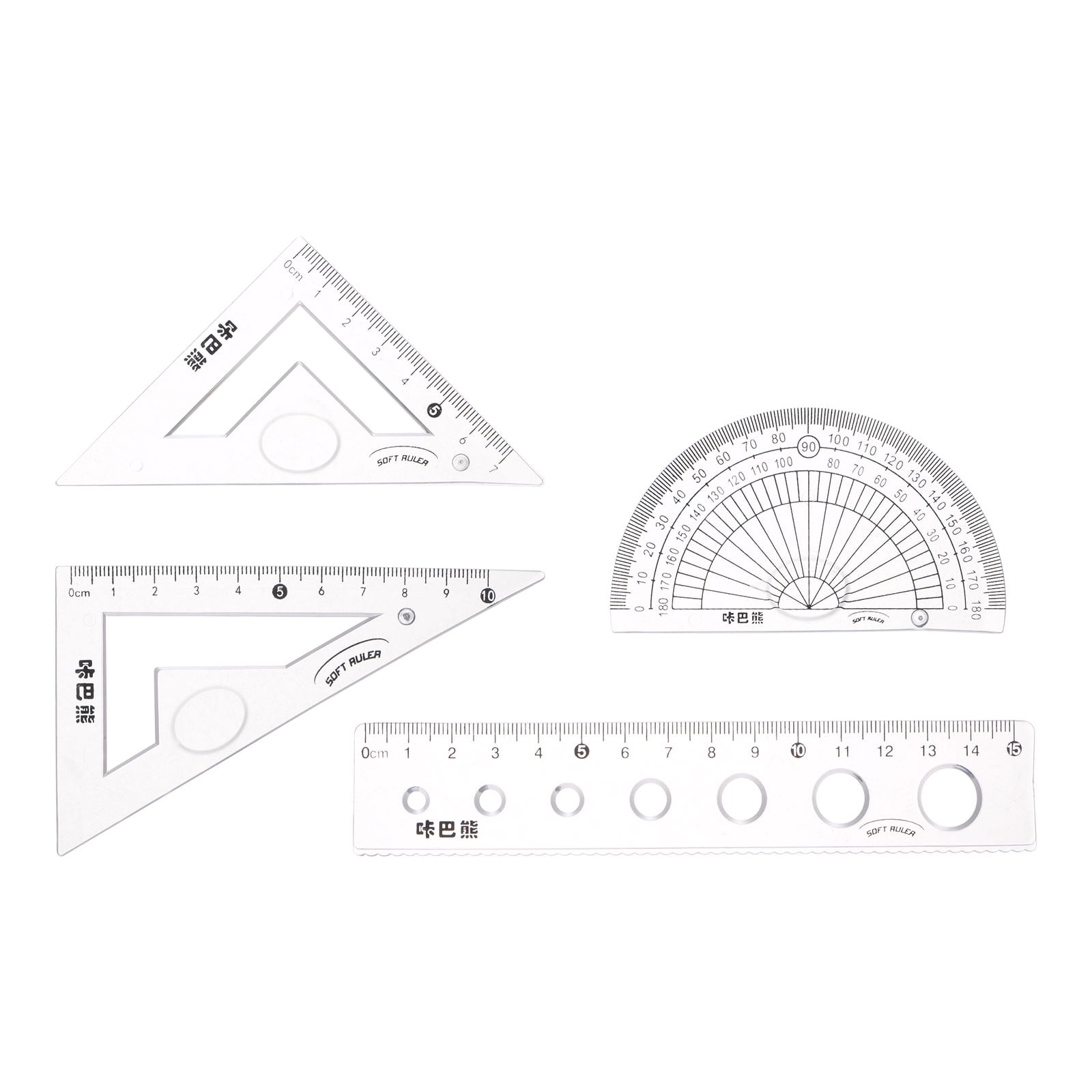Uxcell Ruler Set 8piece 15cm Soft Straight Ruler Protractor Triangle ...