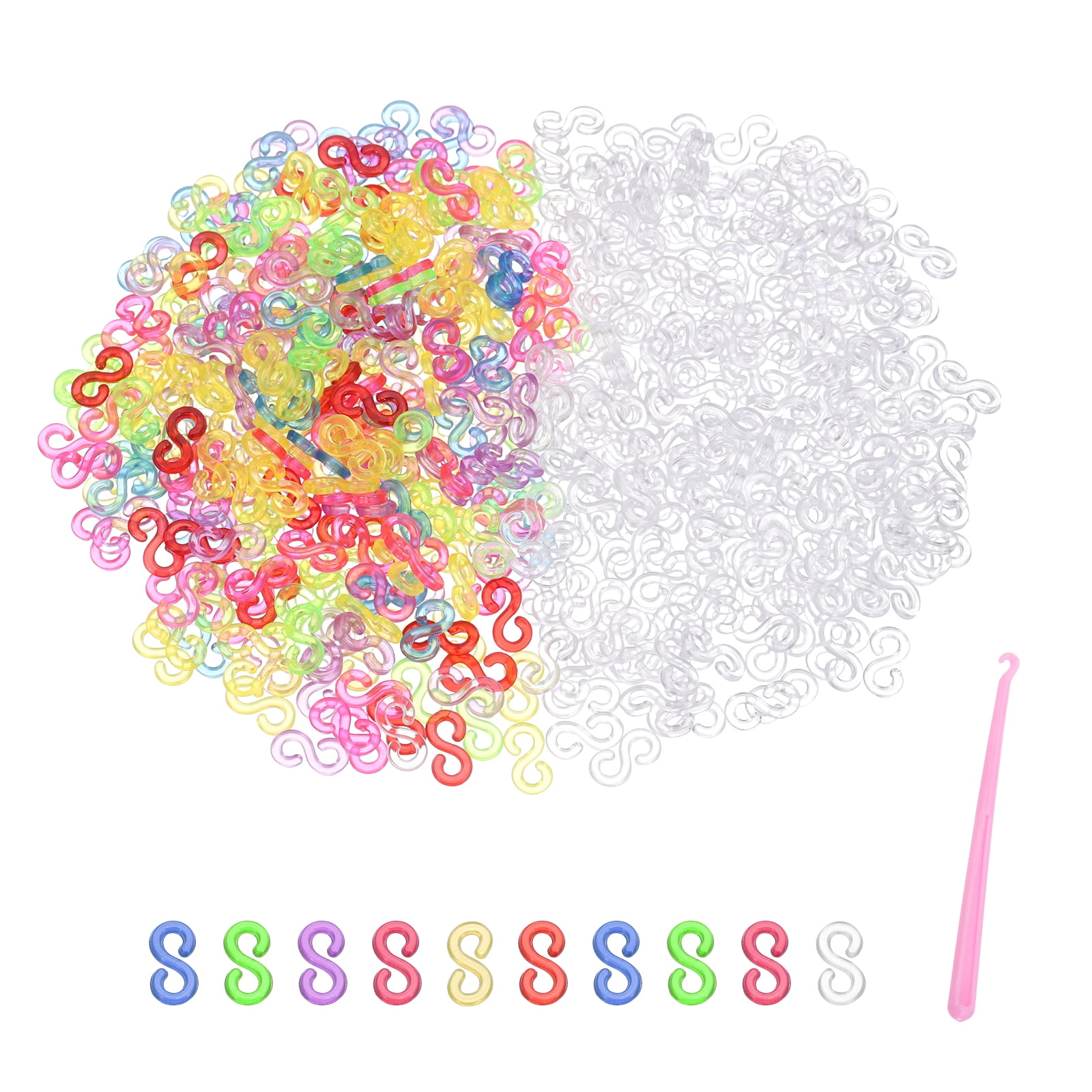 Uxcell S Clips for Loom Bracelets, Rubber Band Bracelet Clip Clear ...
