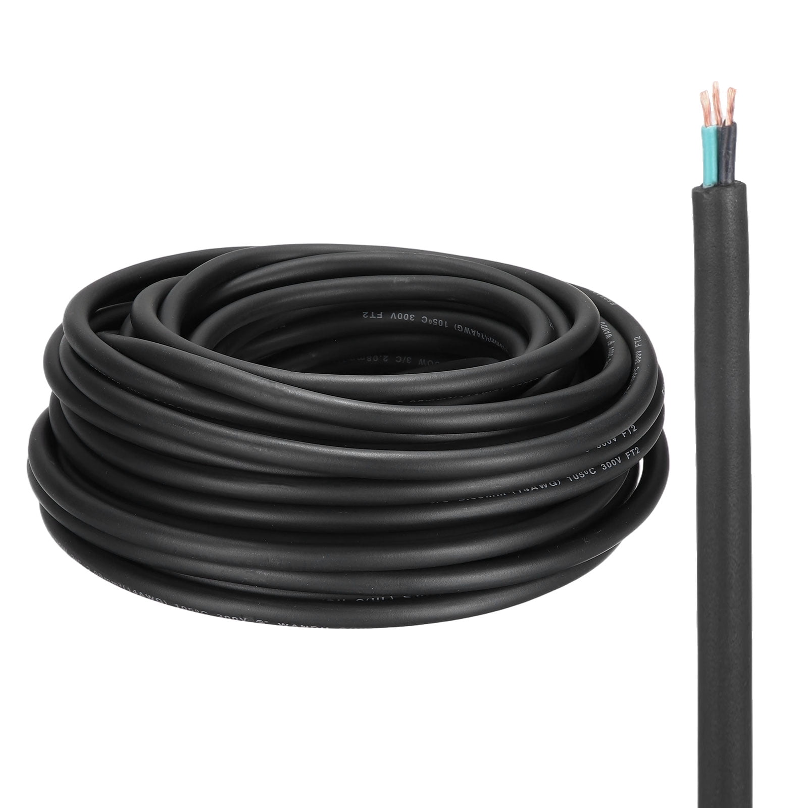 Uxcell SJOOW 14 Gauge 3 Conductor Electrical Wire, 10ft 14 AWG ...