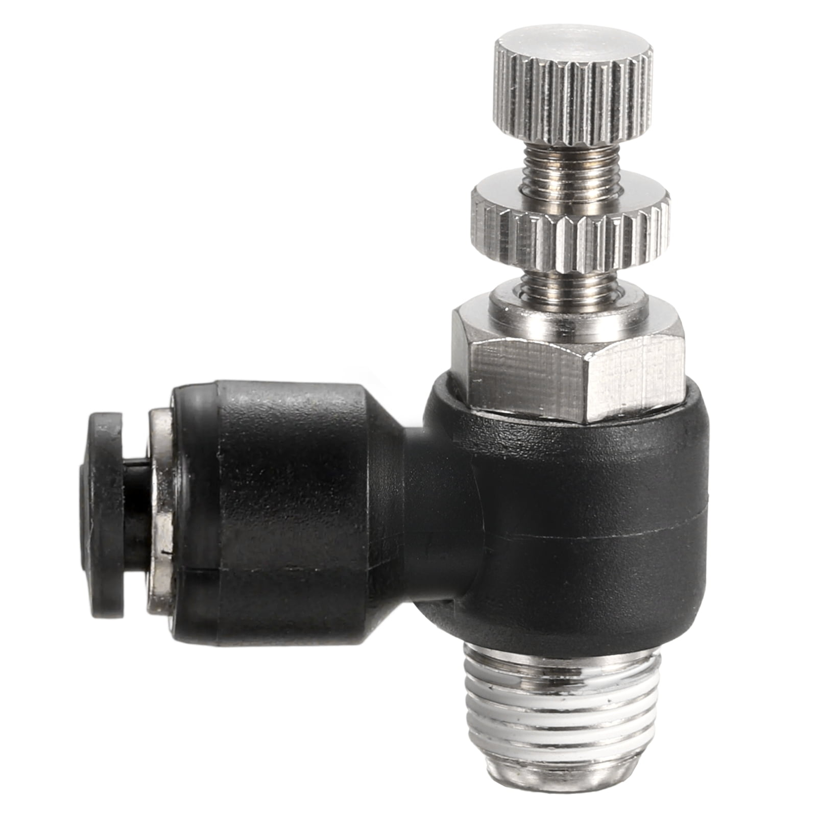Uxcell SL4-NPT1/8 Air Flow Control Valve Push to Connect Fitting 1/4 Inch OD 1/8 Inch NPT 90 ...