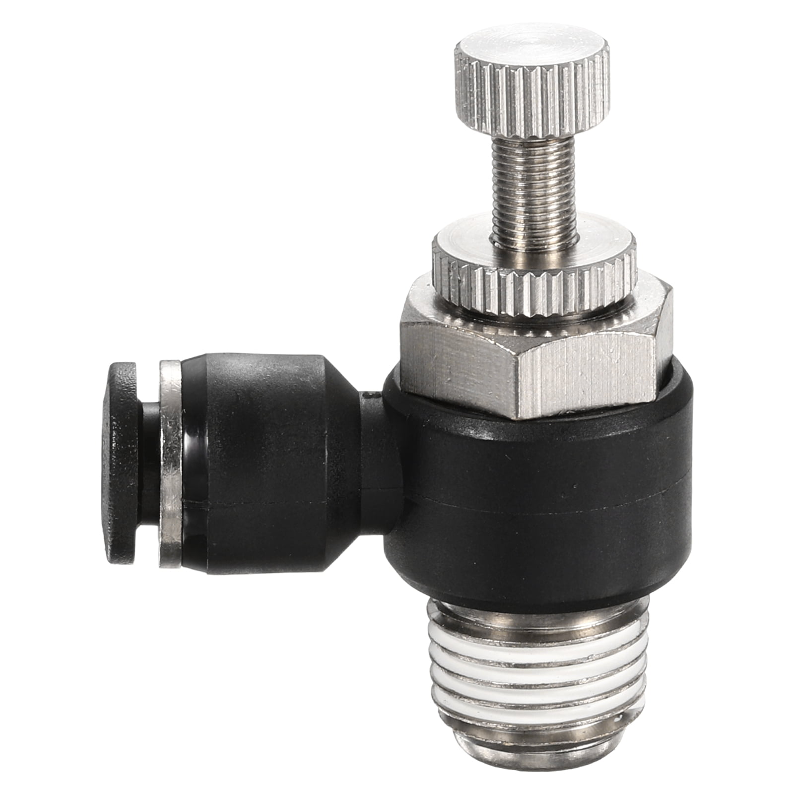 Uxcell SL6-NPT1/4 Air Flow Control Valve Push to Connect Fitting 1/4 Inch OD 1/8 Inch NPT 90 ...