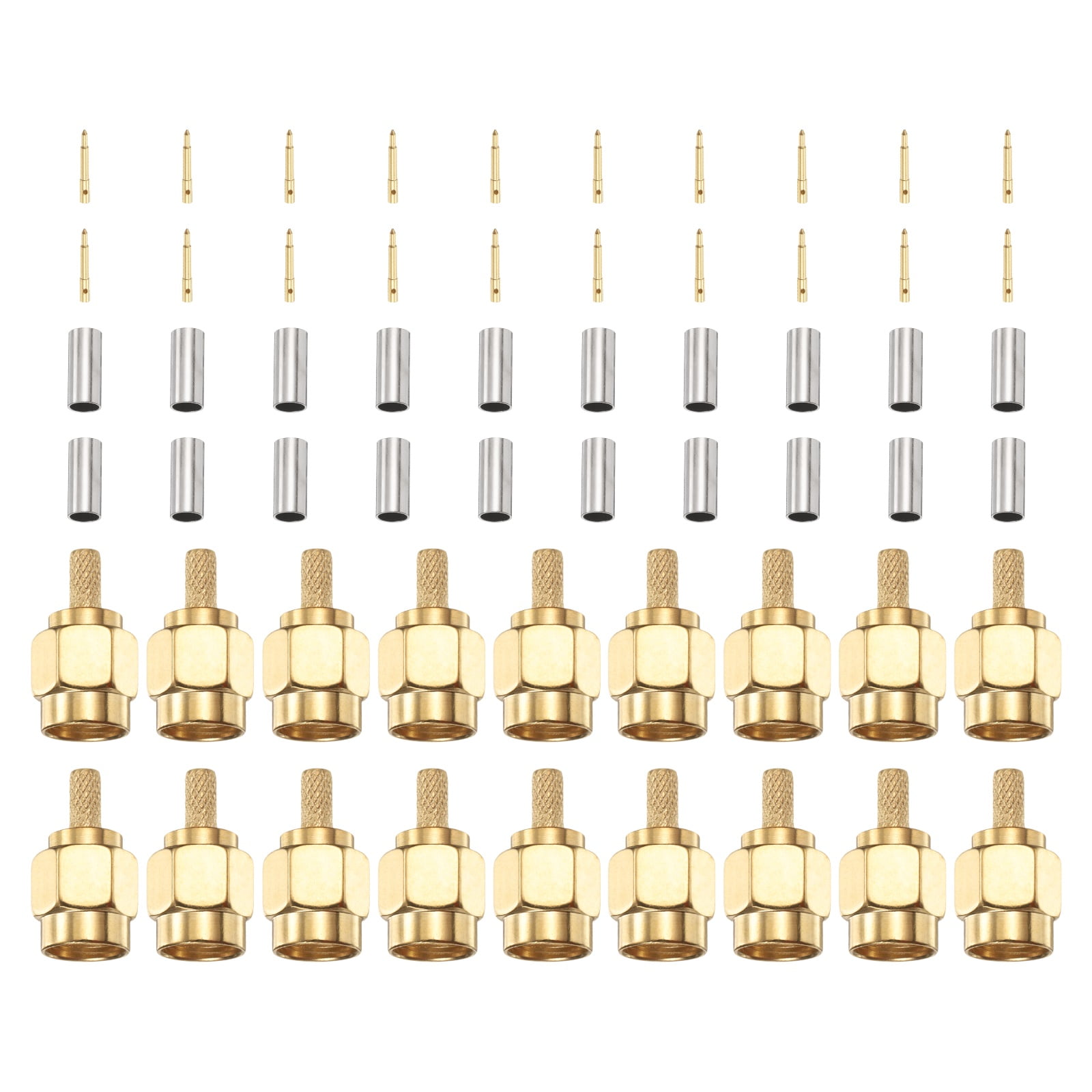 Uxcell SMA Male Crimp Connector,20 Pcs Straight Plug Crimp RF Connector ...