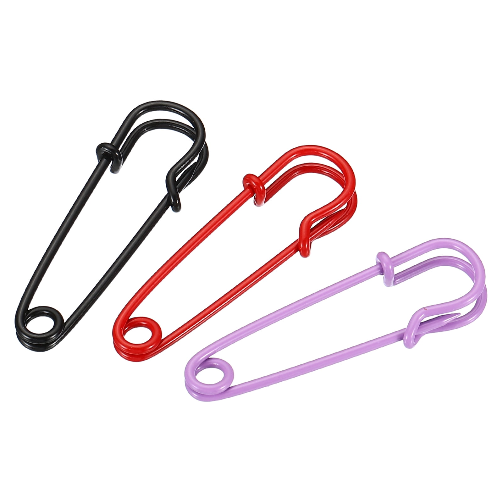 Uxcell Safety Pins 1.57 Inch Large Metal Sewing Pins Black, Purple, Red ...
