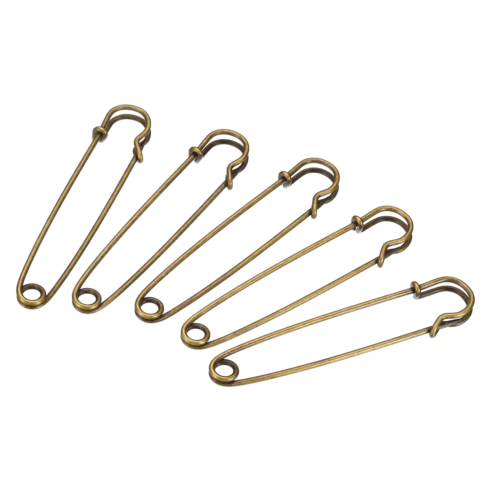 Uxcell Safety Pins 3.5 Inch Large Metal Sewing Pins Bronze Tone 10Pcs ...