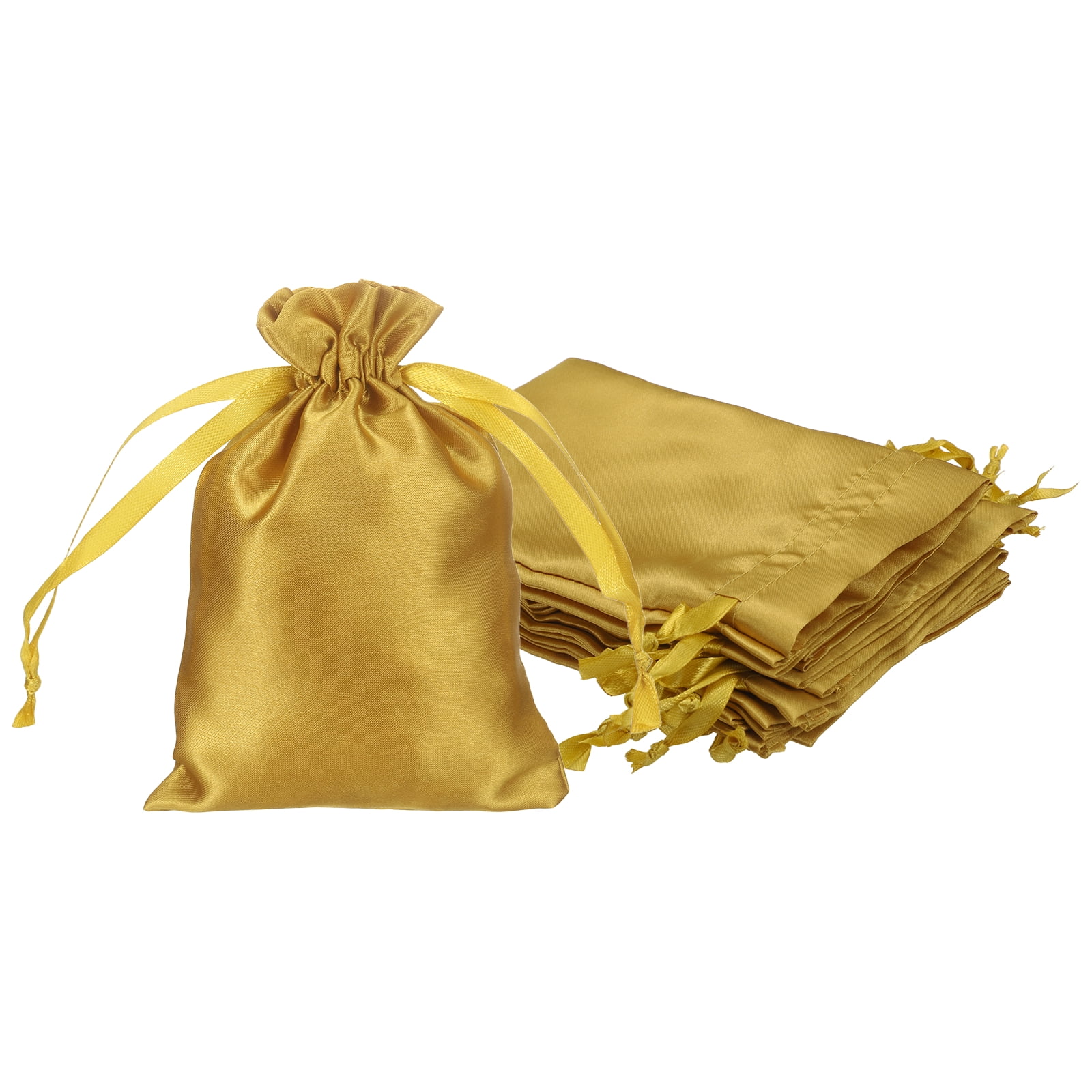 Uxcell Satin Drawstring Favor Bags, (5.9" x 3.9", Gold) (6Pcs), Satin ...