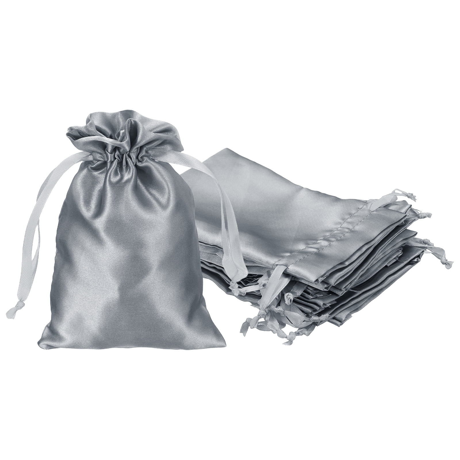 Uxcell Satin Drawstring Favor Bags, (5.9" x 3.9", Gray) (12Pcs), Satin ...